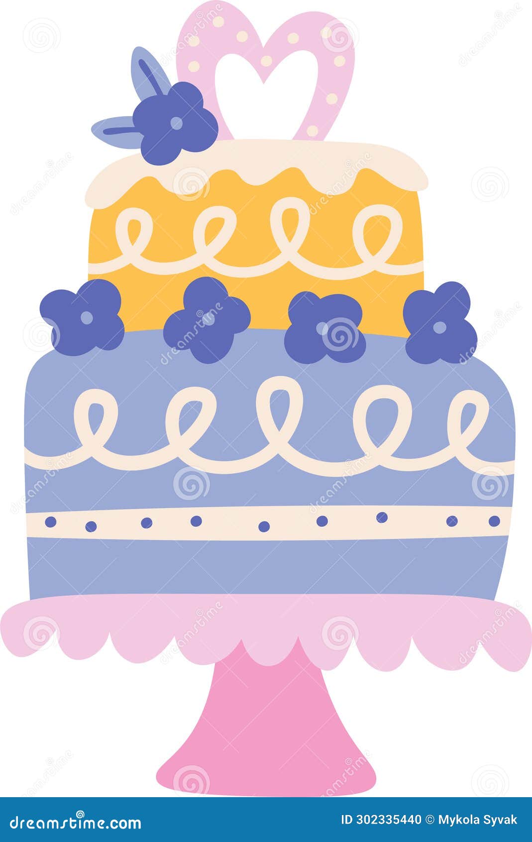 Wedding Cake with Heart stock vector. Illustration of celebrate - 302335440