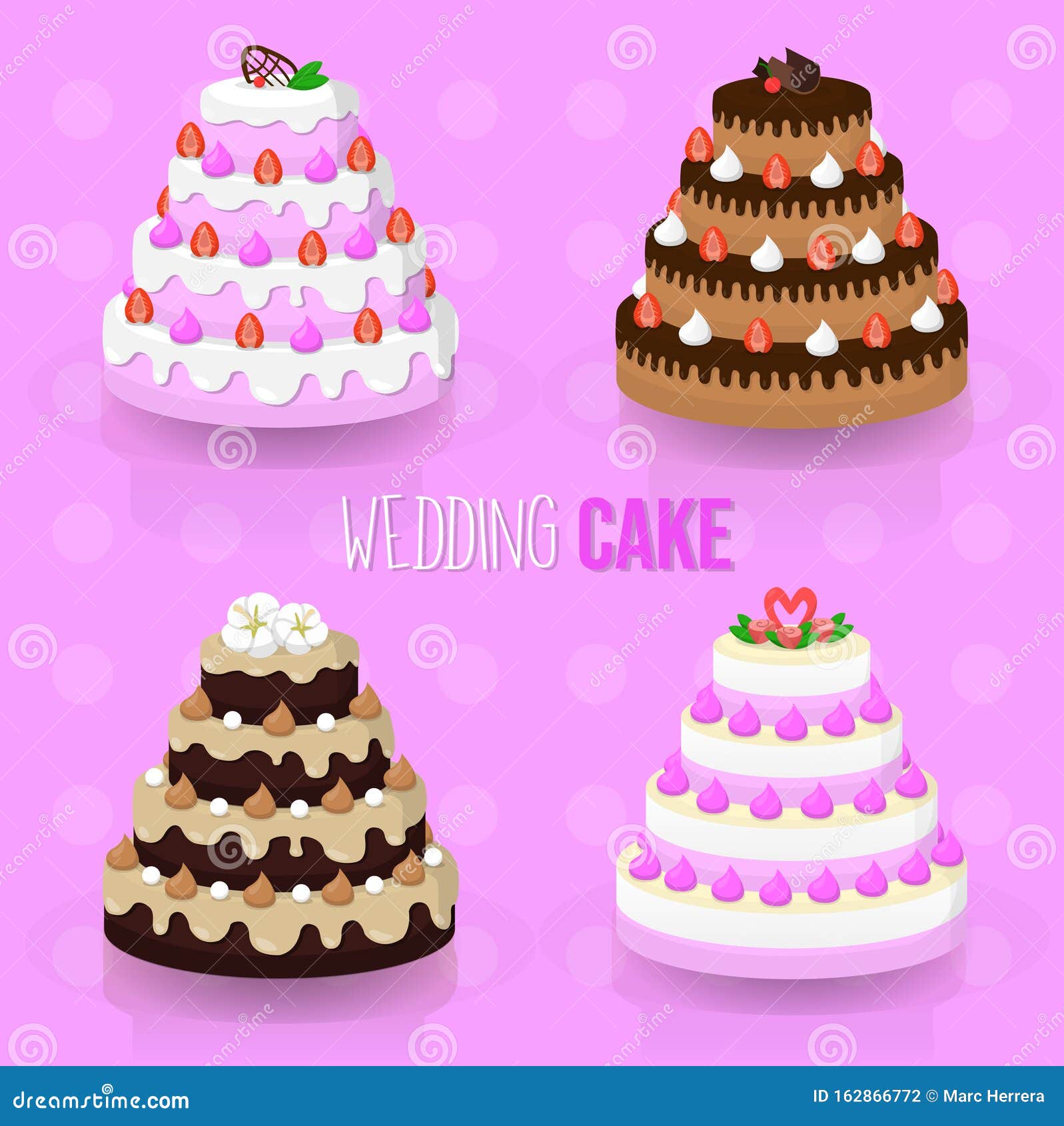 Wedding Cake Illustration Vector Set Stock Illustration - Illustration ...