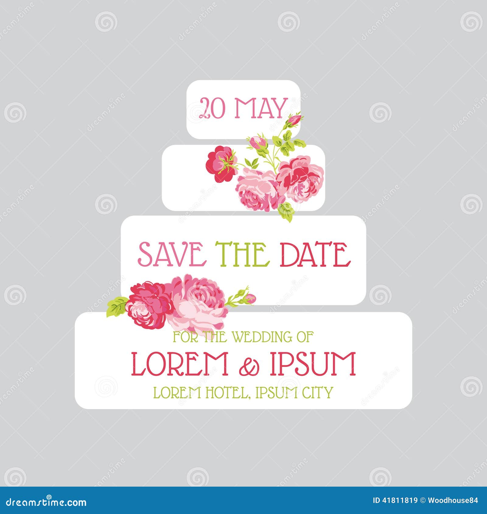 Wedding Cake Invitation stock vector. Illustration of scrap - 41811819