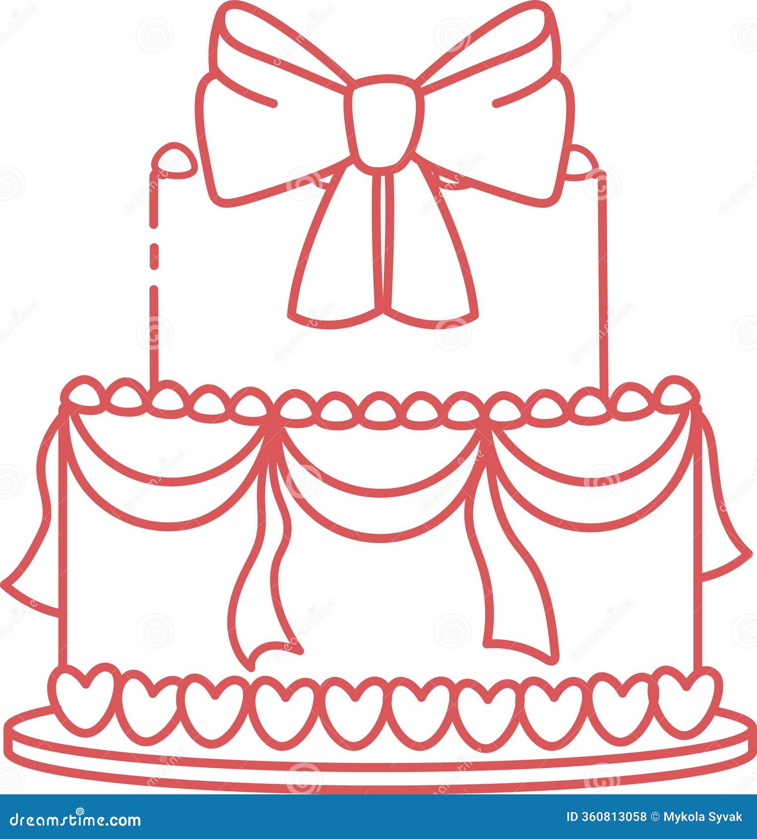Wedding Cake Line Hand Drawn Stock Vector - Illustration of vector ...