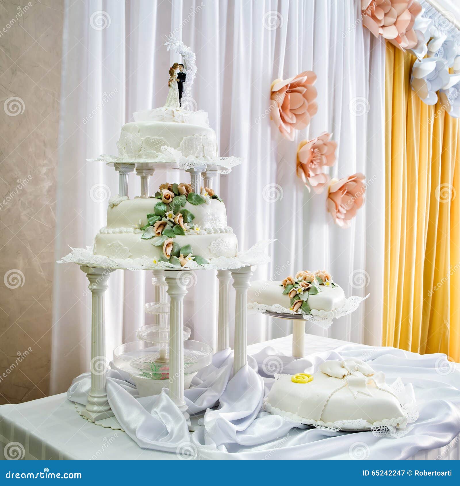 Wedding Cake at Restaurant Reception Stock Image - Image of party ...