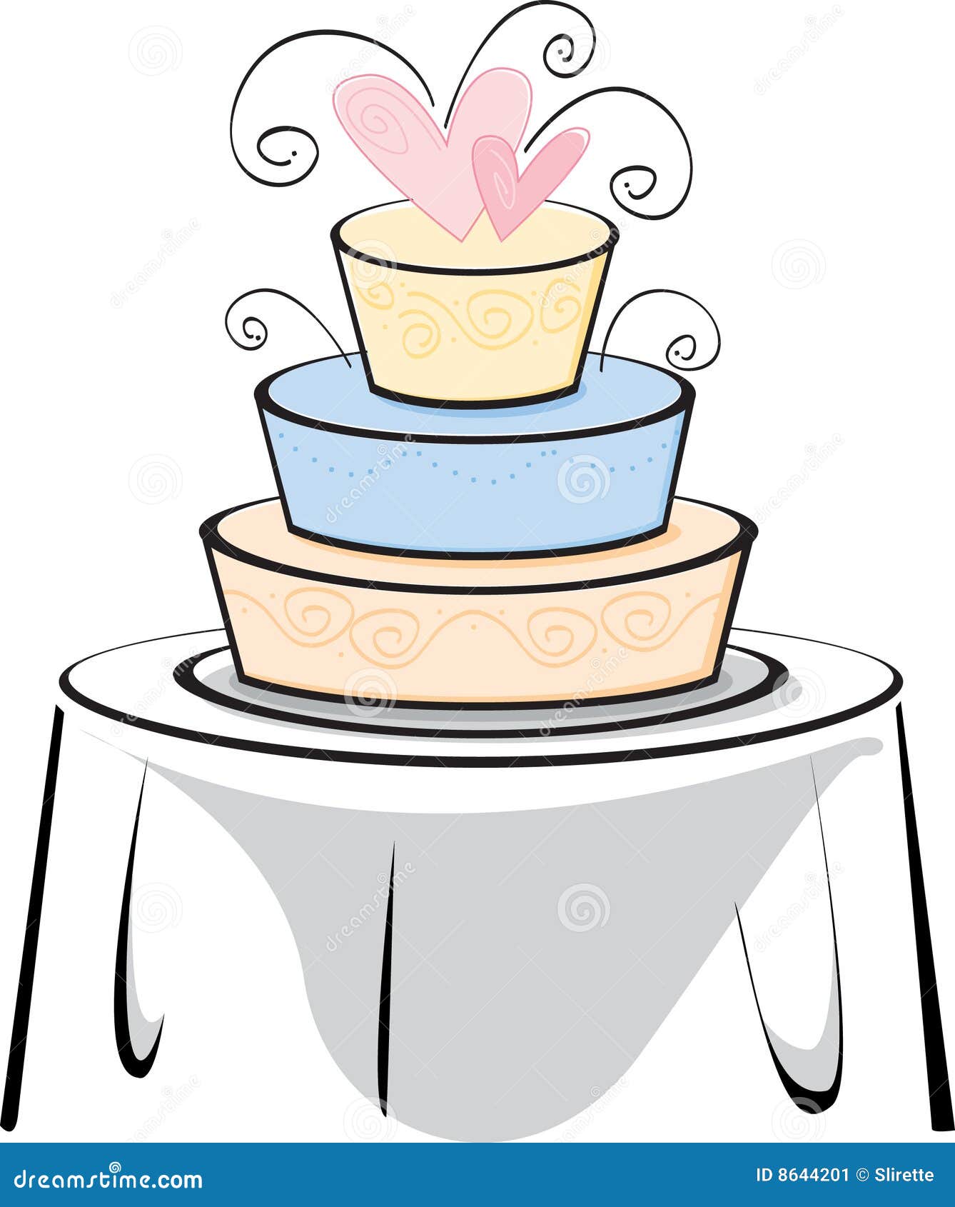 Wedding Cake on a table stock vector. Illustration of bakery - 8644201