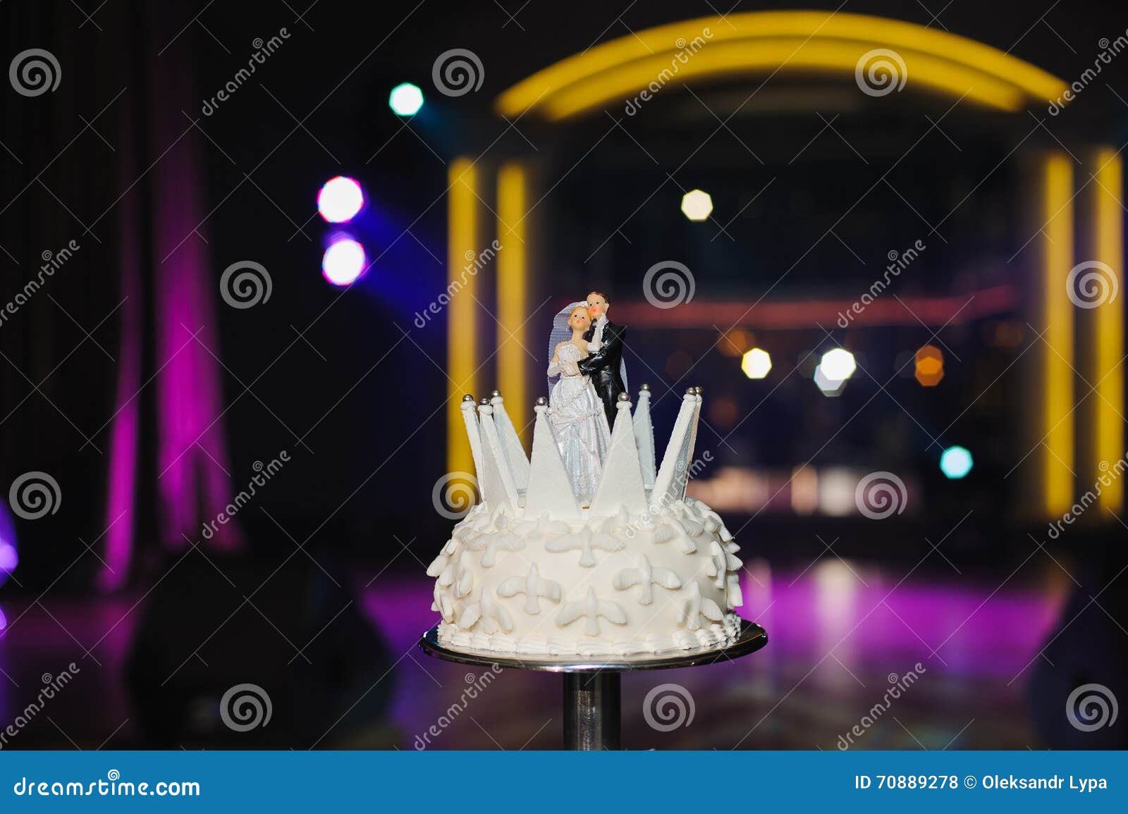 Wedding cake on the table stock photo. Image of background - 70889278