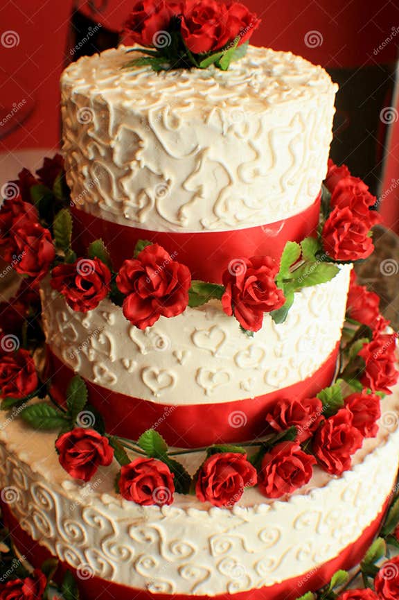 Wedding Cake w/ Red stock image. Image of decoration, baked - 6755883