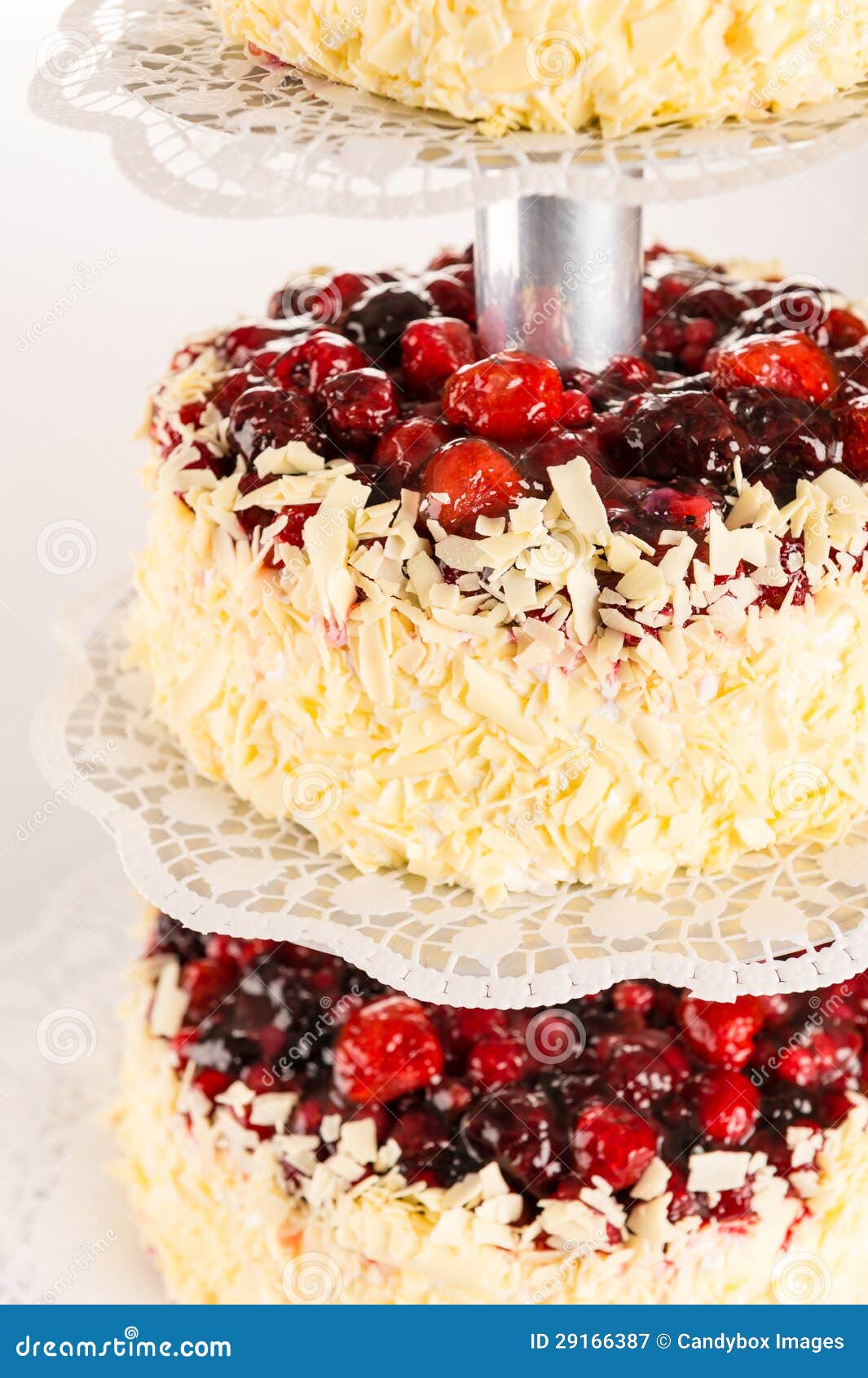 Wedding Cake White Chocolate and Red Berries Stock Image - Image of ...