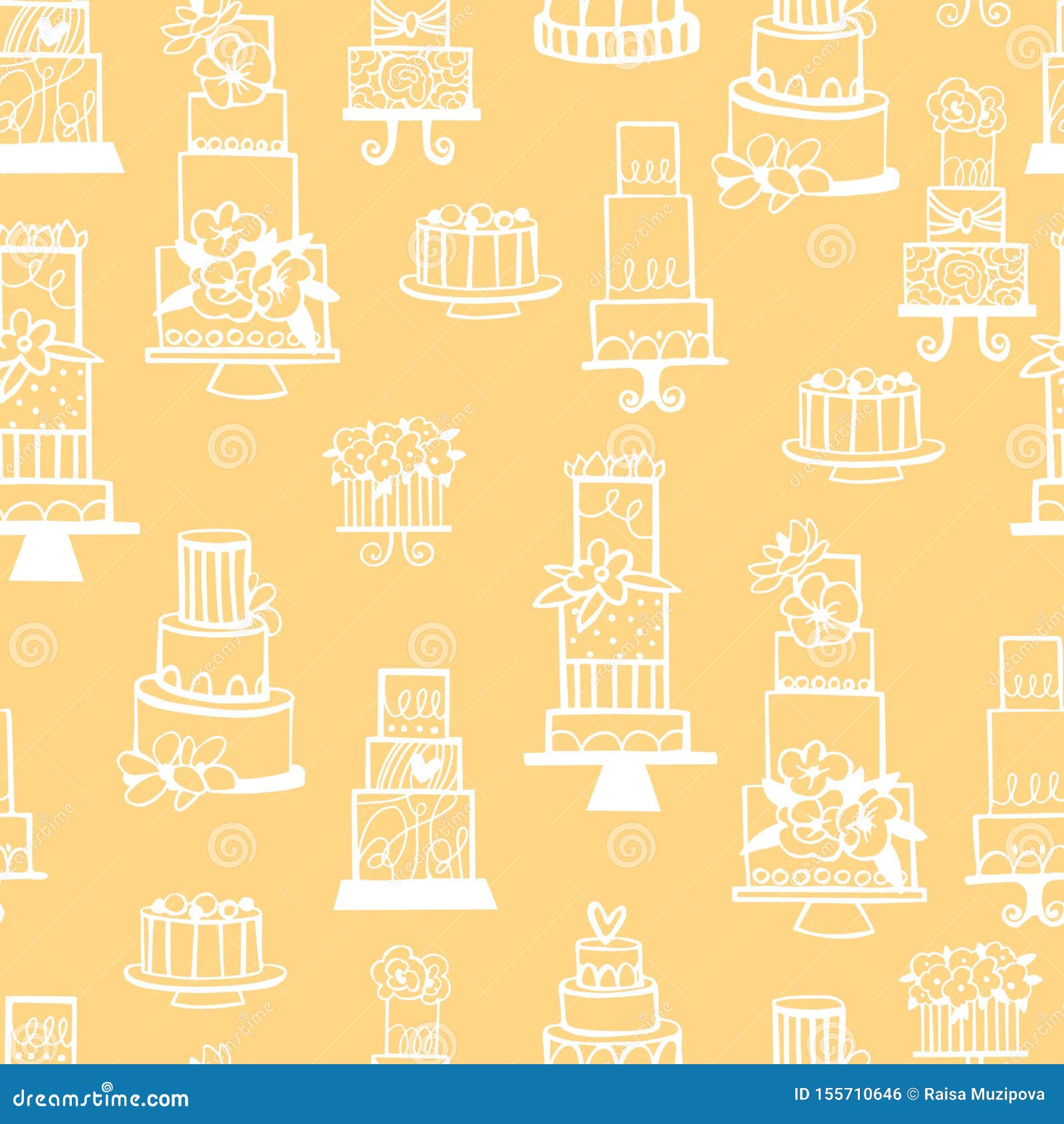 Vector Pattern with Wedding Cakes. Stock Vector - Illustration of ...