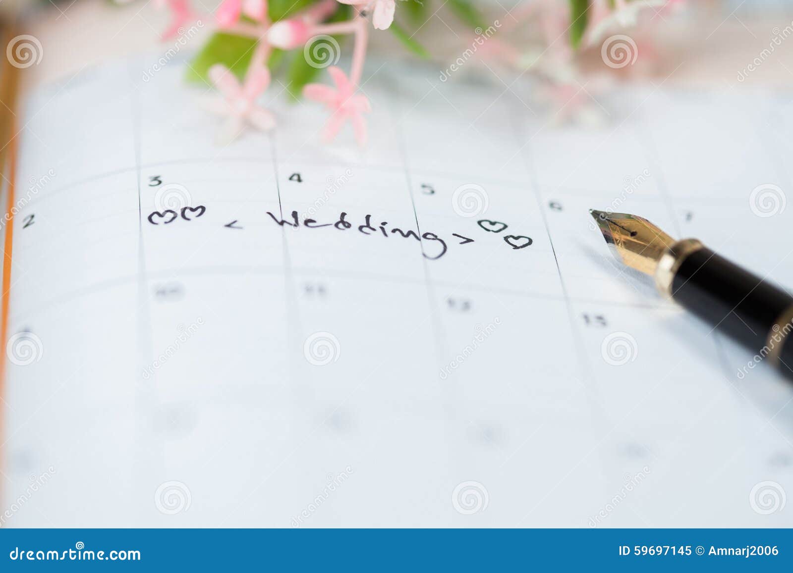 Wedding calendar on table stock image. Image of lacy - 59697145