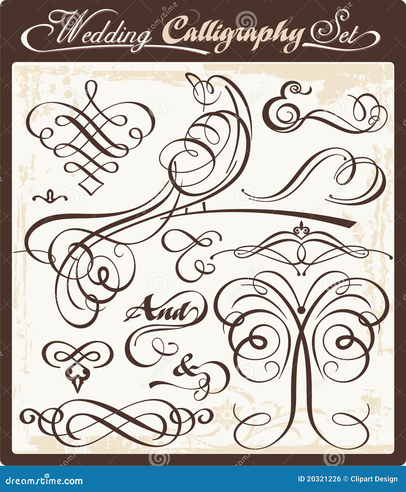 Wedding Calligraphy Set stock vector. Illustration of filigree - 20321226