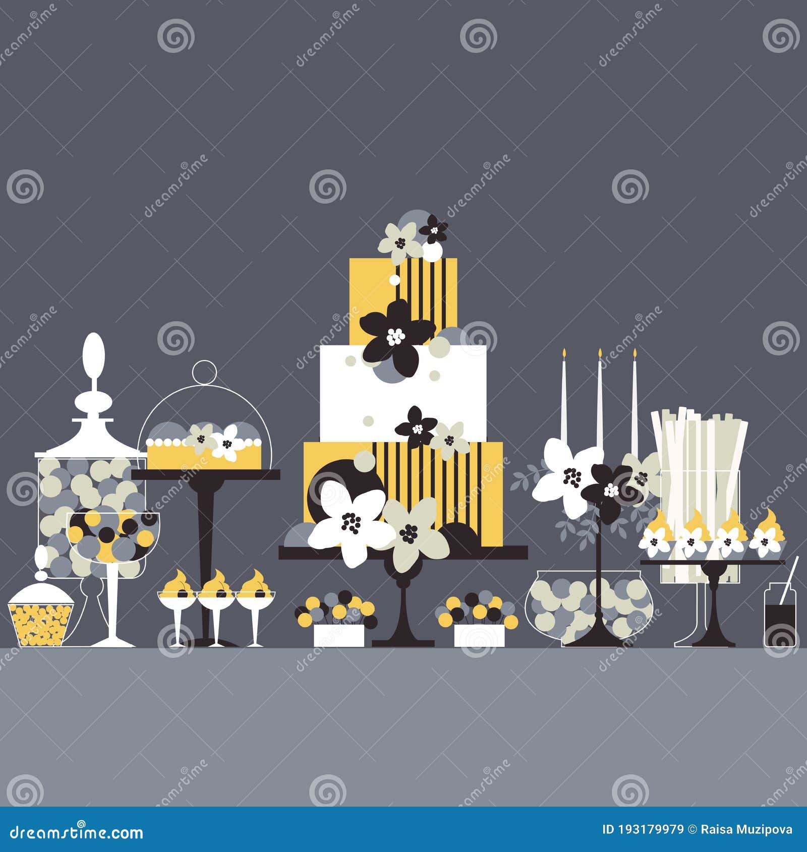 Birthday Dessert Table. Vector Illustration Stock Vector - Illustration ...
