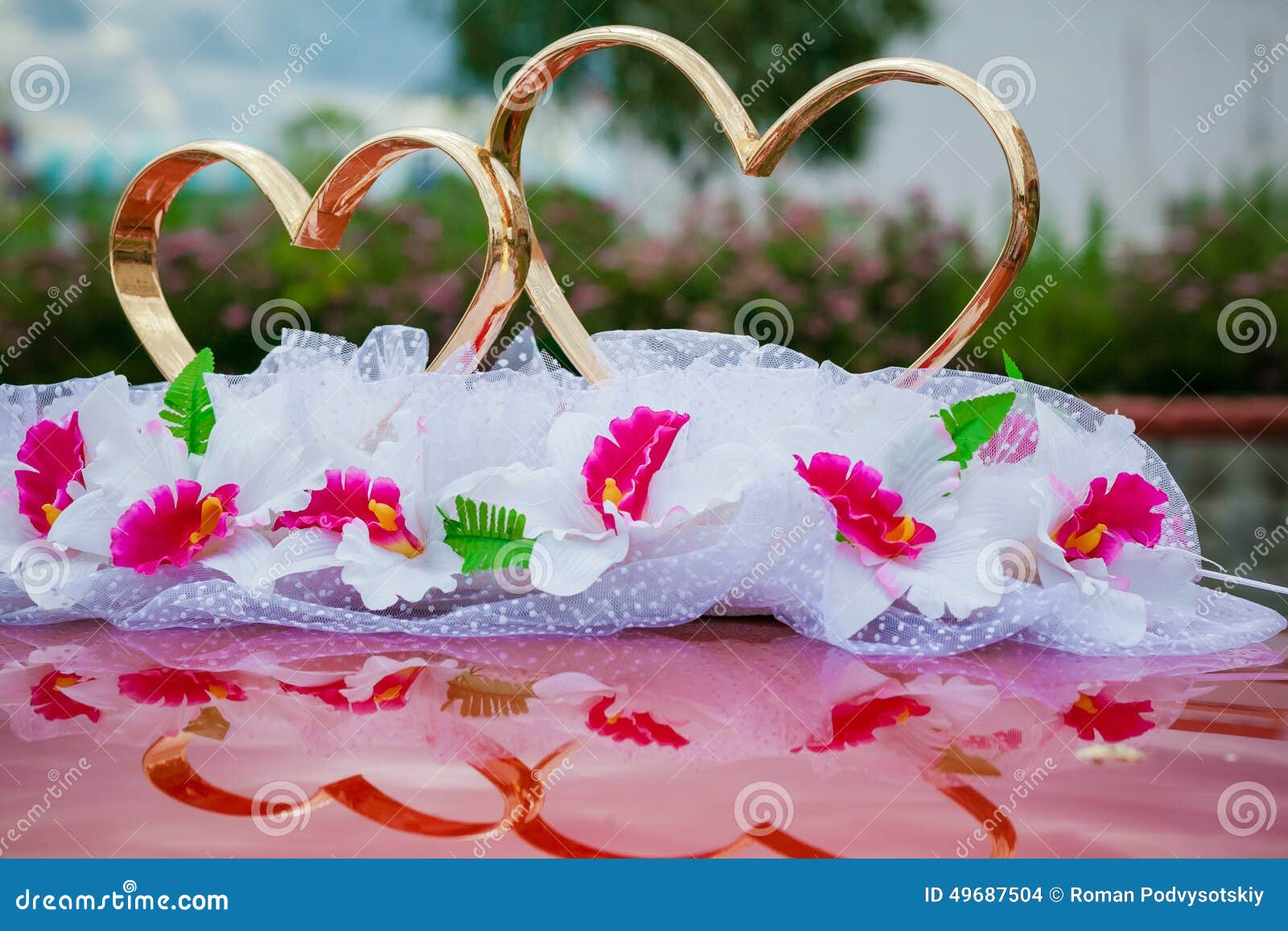 Wedding Car Decoration. Gold Rings Stock Photo - Image of classic ...