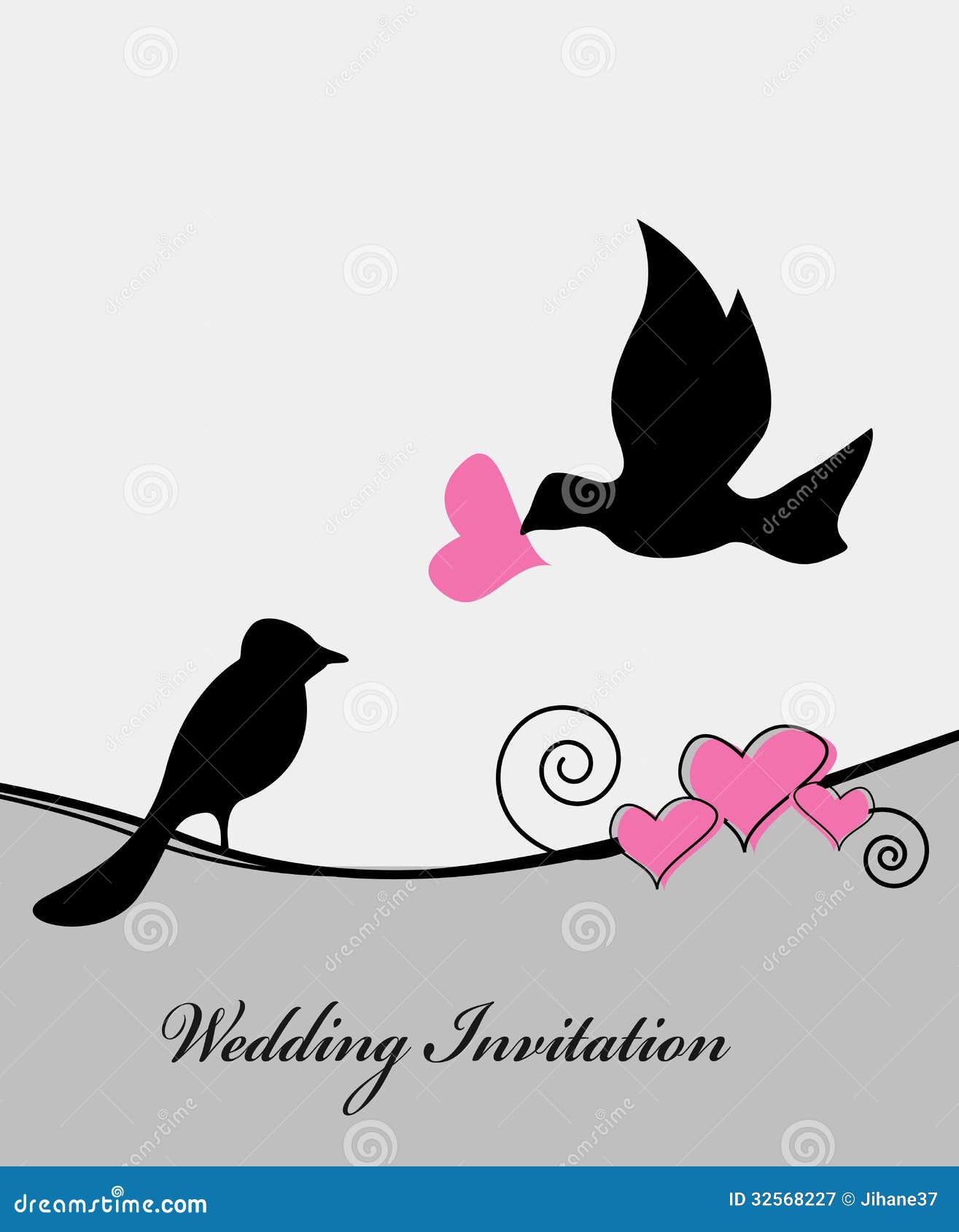 Wedding Card with Bird Illustration Stock Illustration - Illustration ...