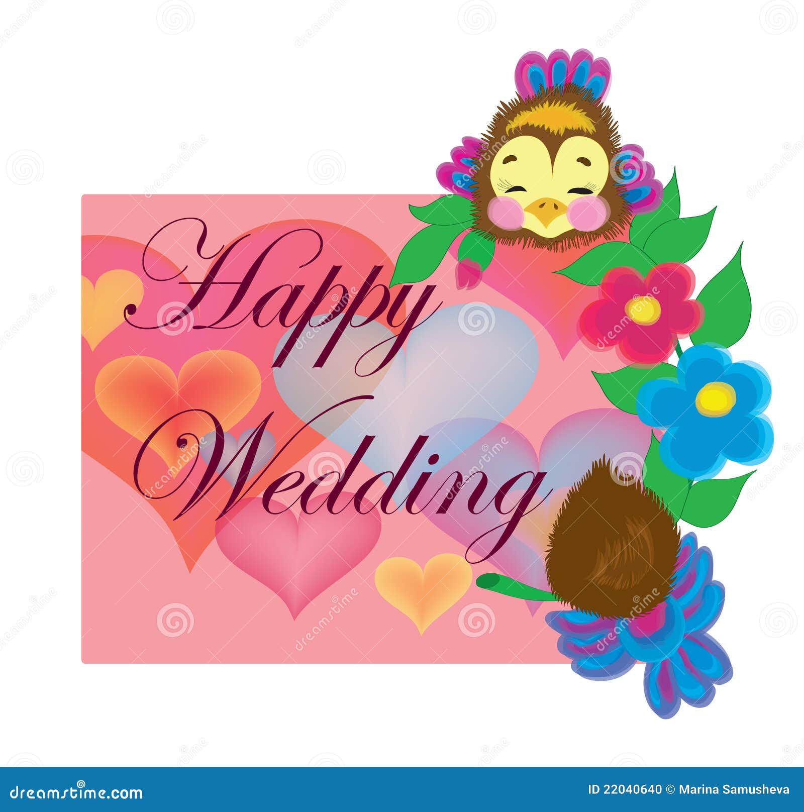 Wedding card with birds. stock vector. Illustration of inscription ...