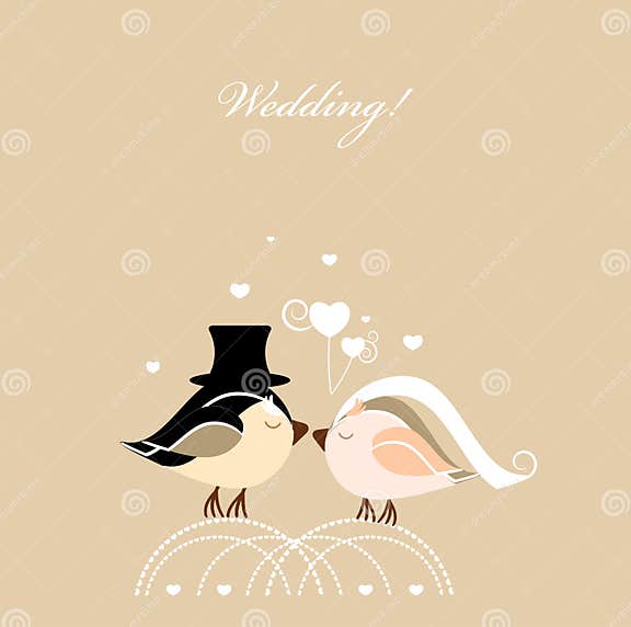 Wedding card with birds stock vector. Illustration of pattern - 33939116