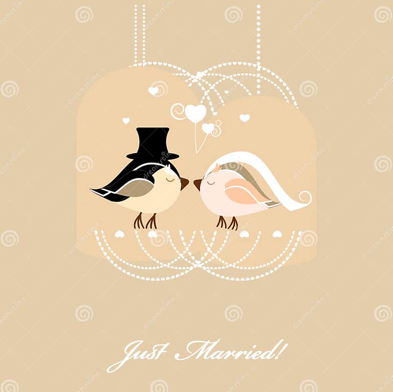Wedding card with birds stock vector. Illustration of beautiful - 33939160