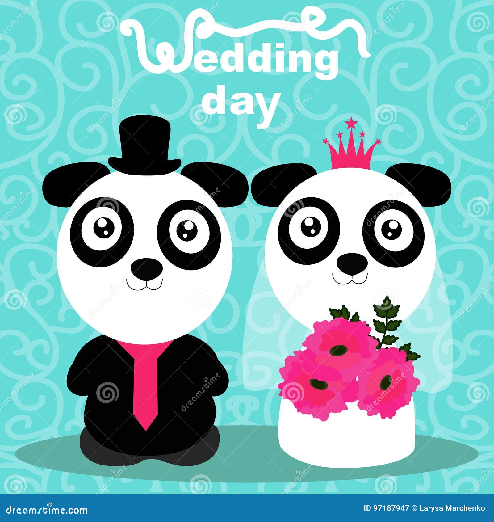 Wedding Card with the Bride and Groom. Stock Vector - Illustration of ...