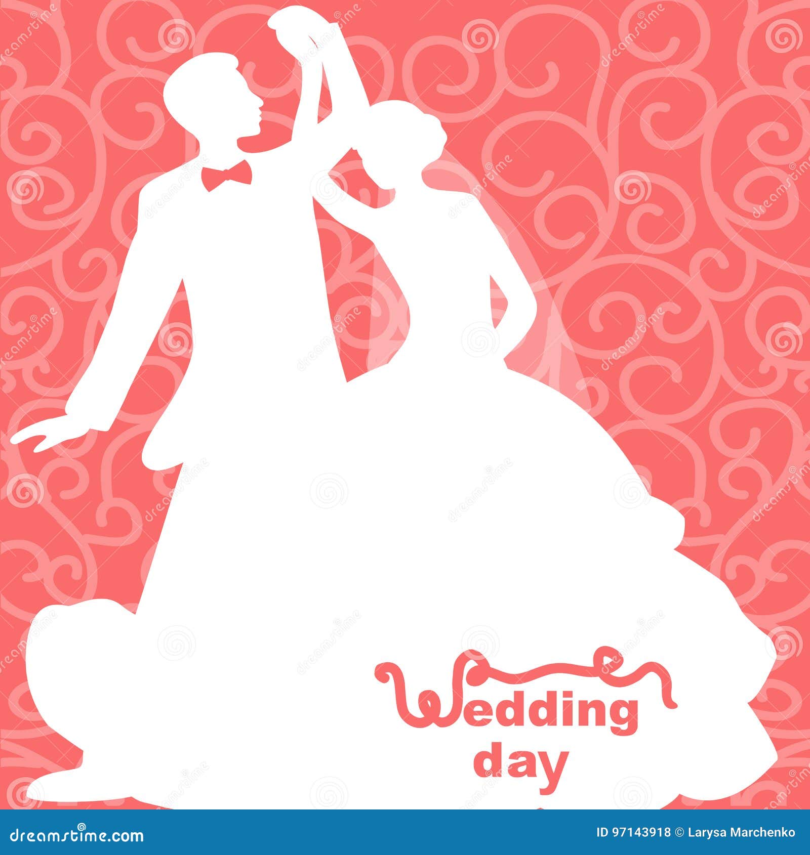 Wedding Card with the Bride and Groom. Stock Vector - Illustration of ...