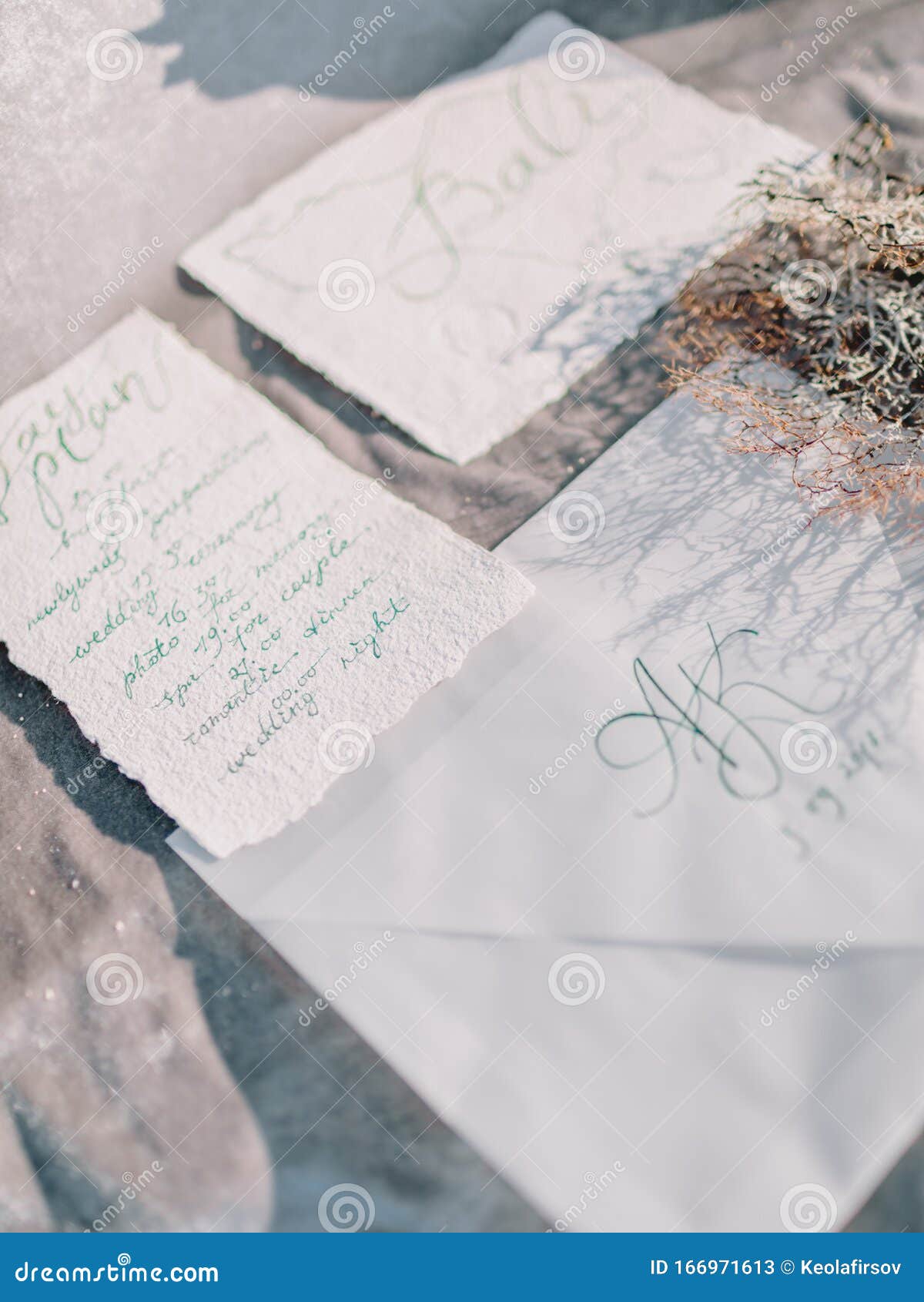 Wedding Card with Calligraphy and Envelope Stock Image - Image of event ...