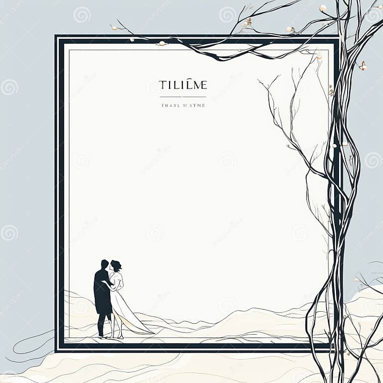 Wedding Card with a Couple in Front of a Tree Stock Illustration ...