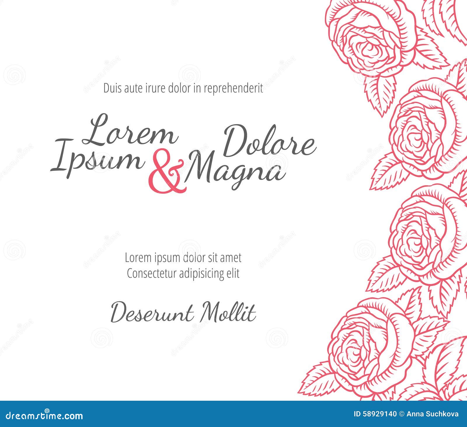 Wedding Card with Drawing Roses in a Classic Retro Style Stock Vector ...