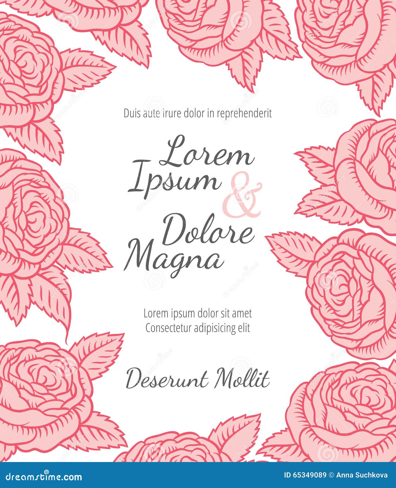 Wedding Card with Drawing Roses in Retro Style Stock Vector ...