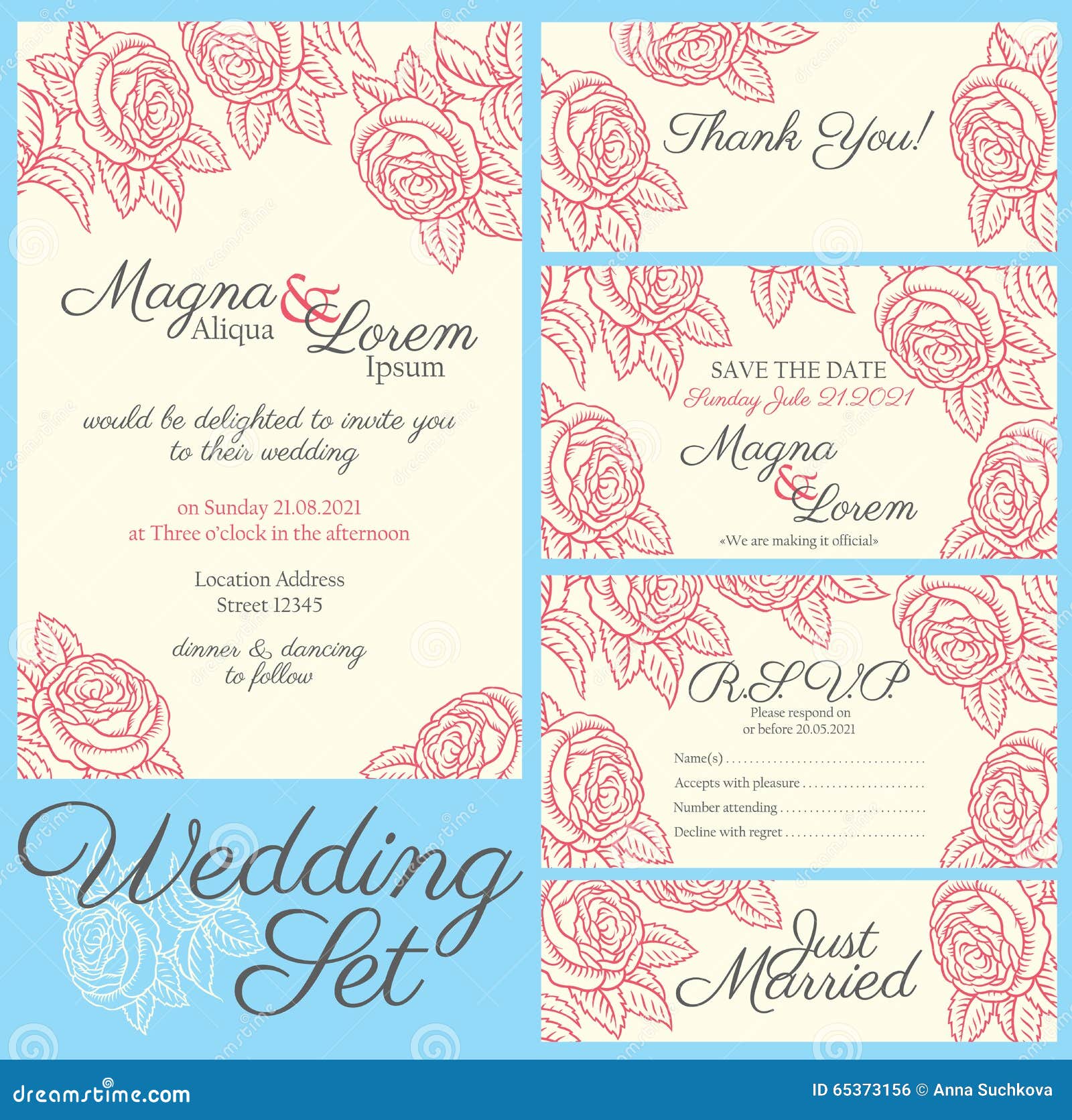 Wedding Card with Drawing Roses in a Retro Style Stock Vector ...