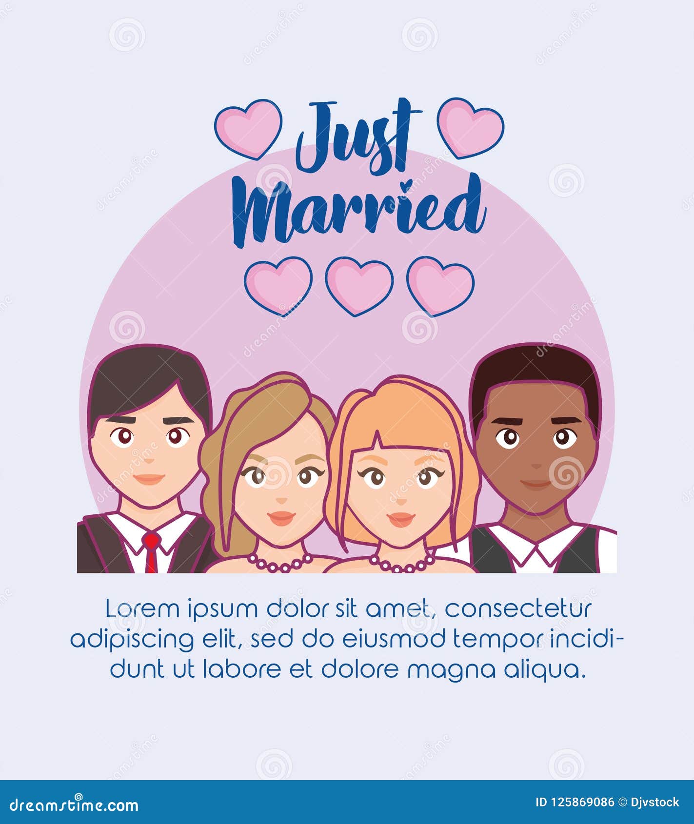 Wedding Card with Group of Couples Stock Vector - Illustration of card ...