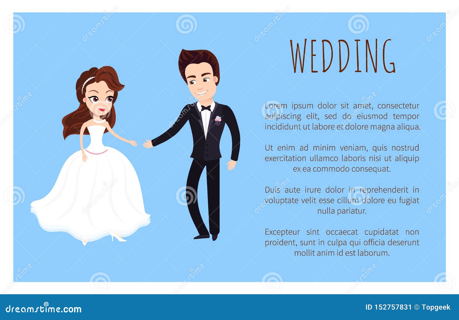 Wedding Card Happy Newlywed Couple Dance, Smiling Stock Vector ... Wedding Card Happy Newlywed Couple Dance, Smiling Stock Vector ...