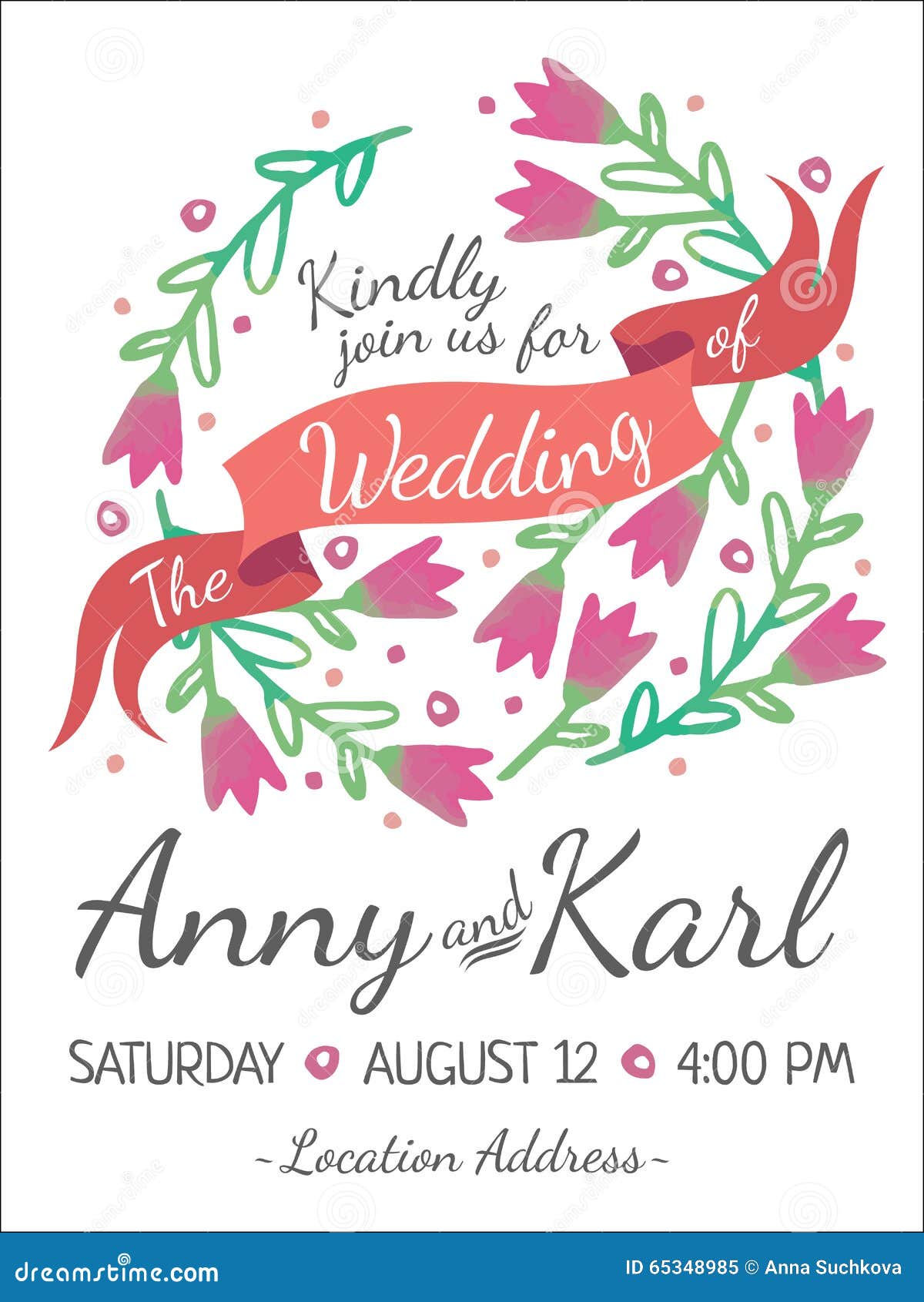 Wedding card stock vector. Illustration of bride, garden - 65348985