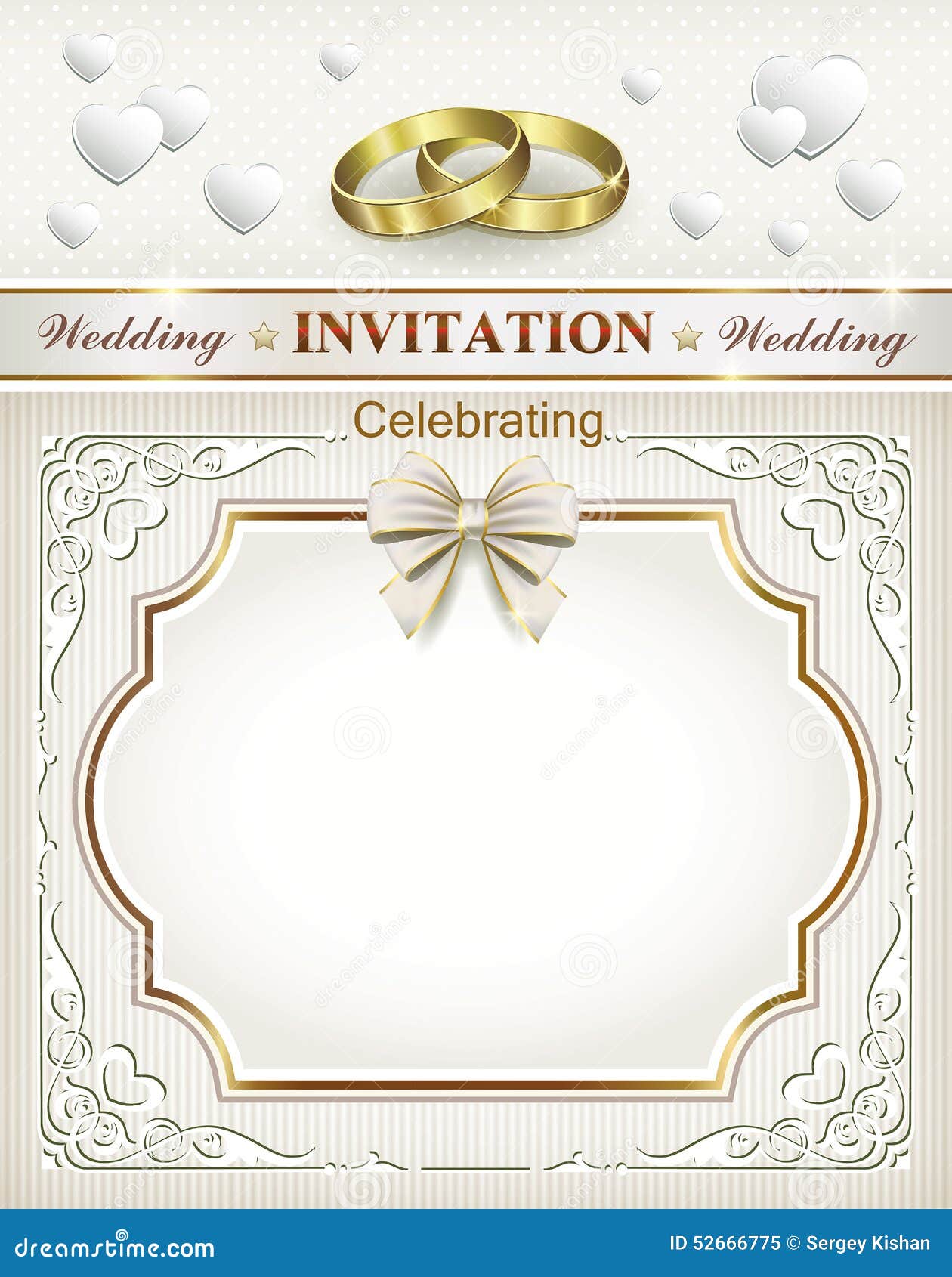 Wedding card with rings stock vector. Illustration of romance - 52666775