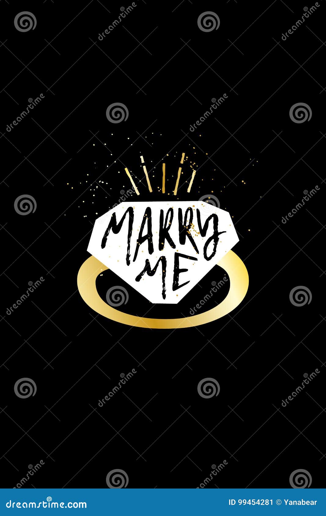 Wedding Card with Silhouette of a Diamond Ring and Calligraphic Text ...