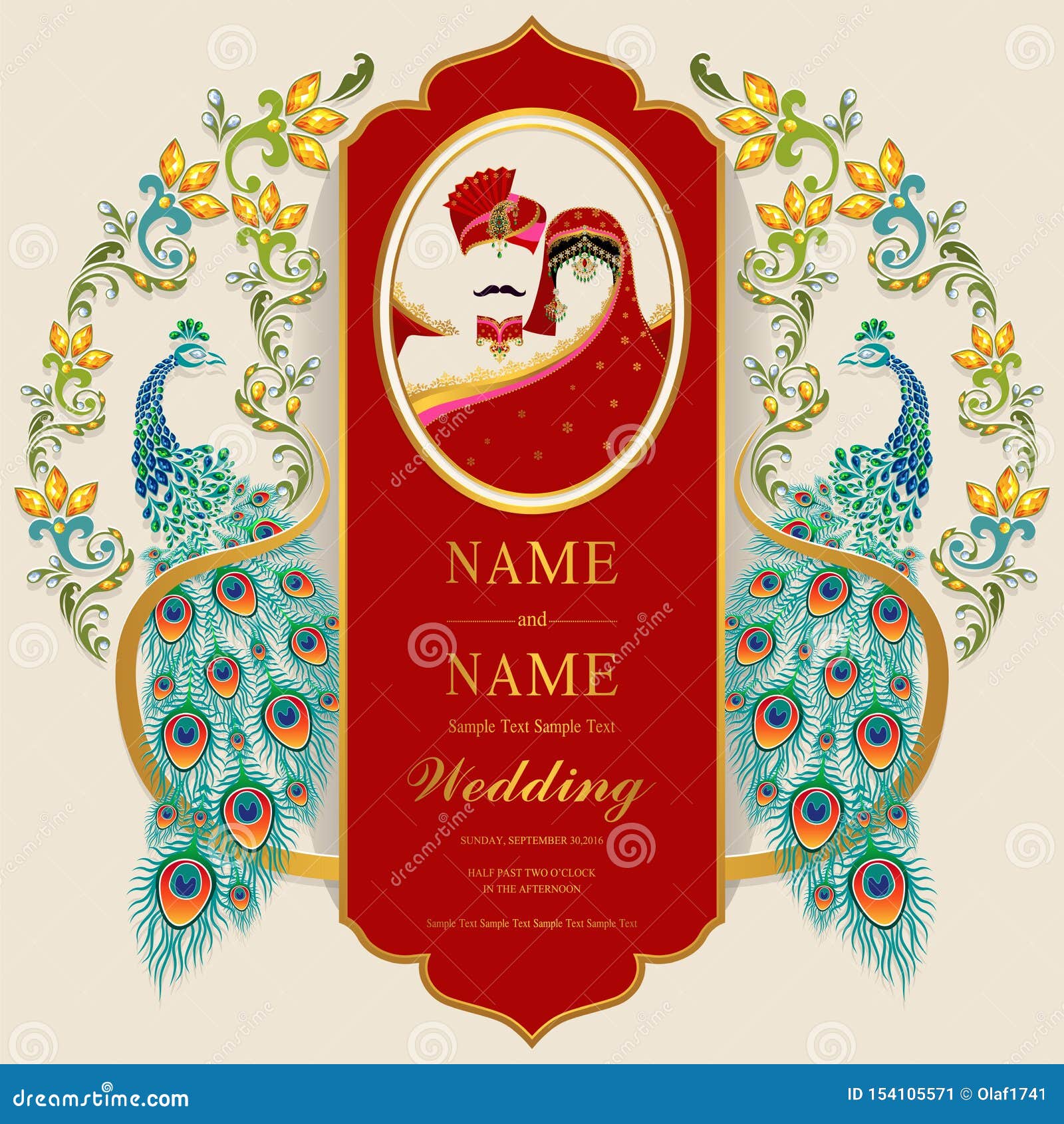 Indian Wedding Invitation Card Templates . Stock Vector - Illustration ...