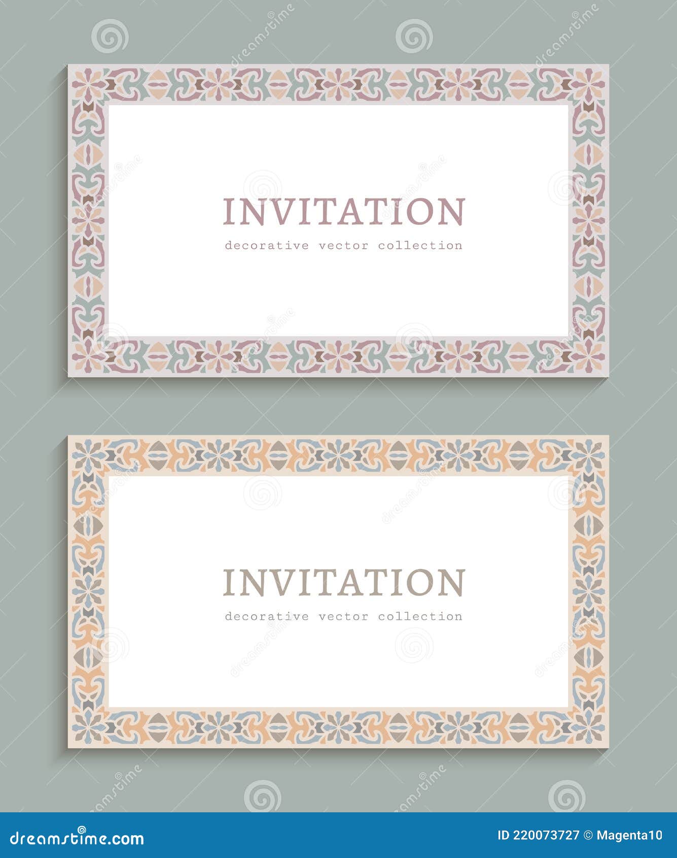 Wedding Cards with Ornamental Borders Stock Vector - Illustration of ...