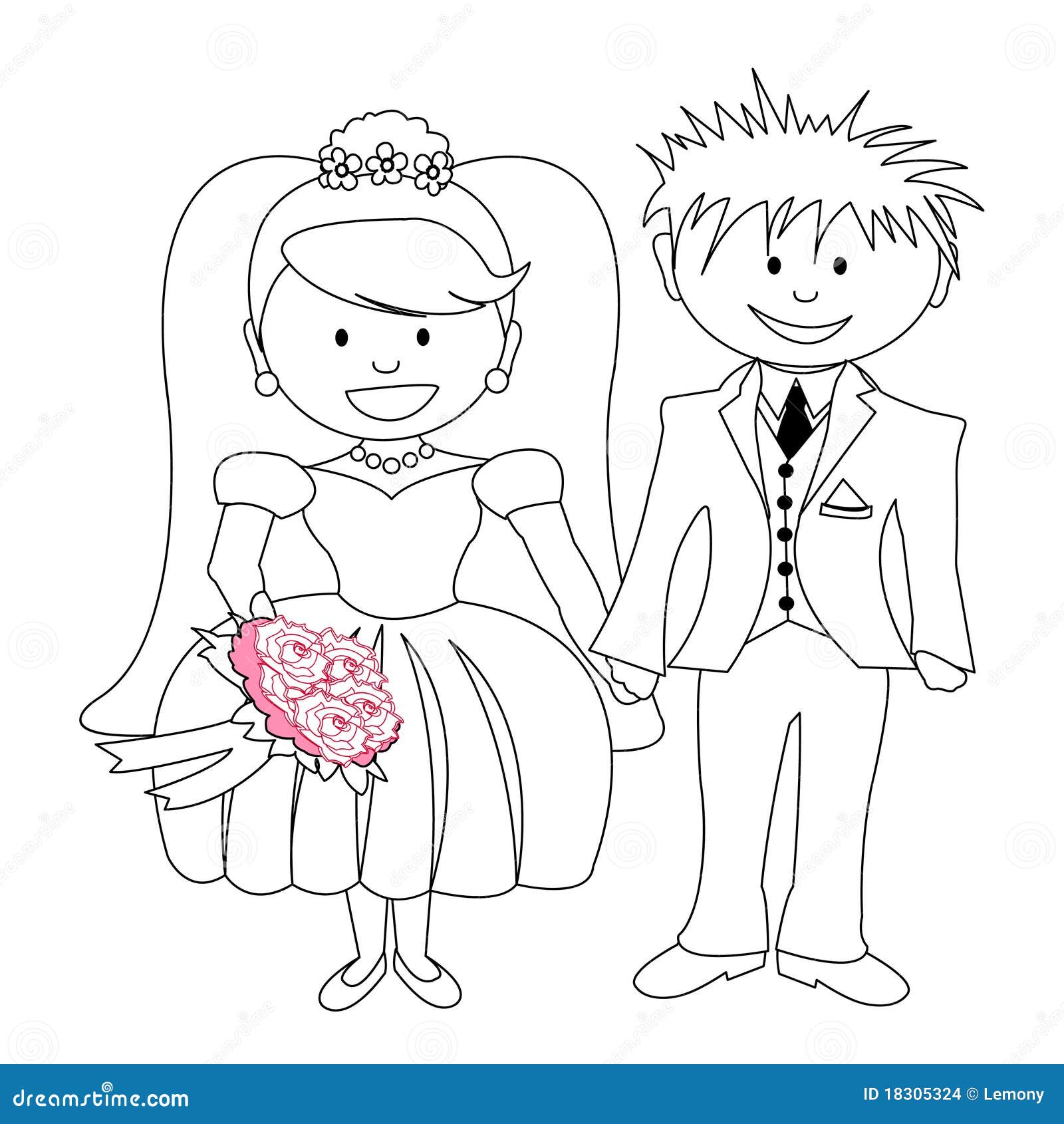 Wedding - Cartoon Bride and Groom Stock Vector - Illustration of ...