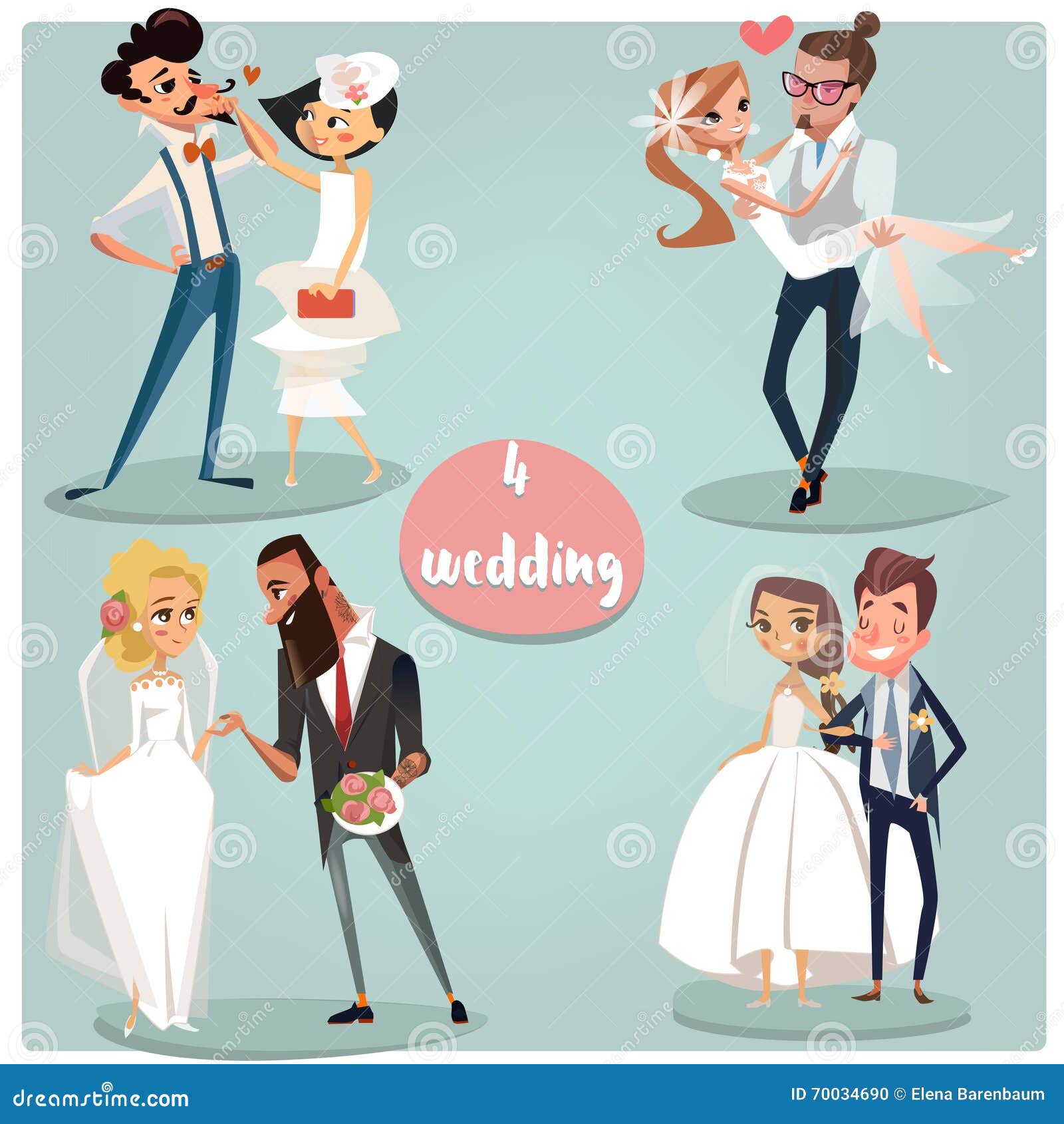 Wedding cartoon set stock vector. Illustration of fantasy - 70034690