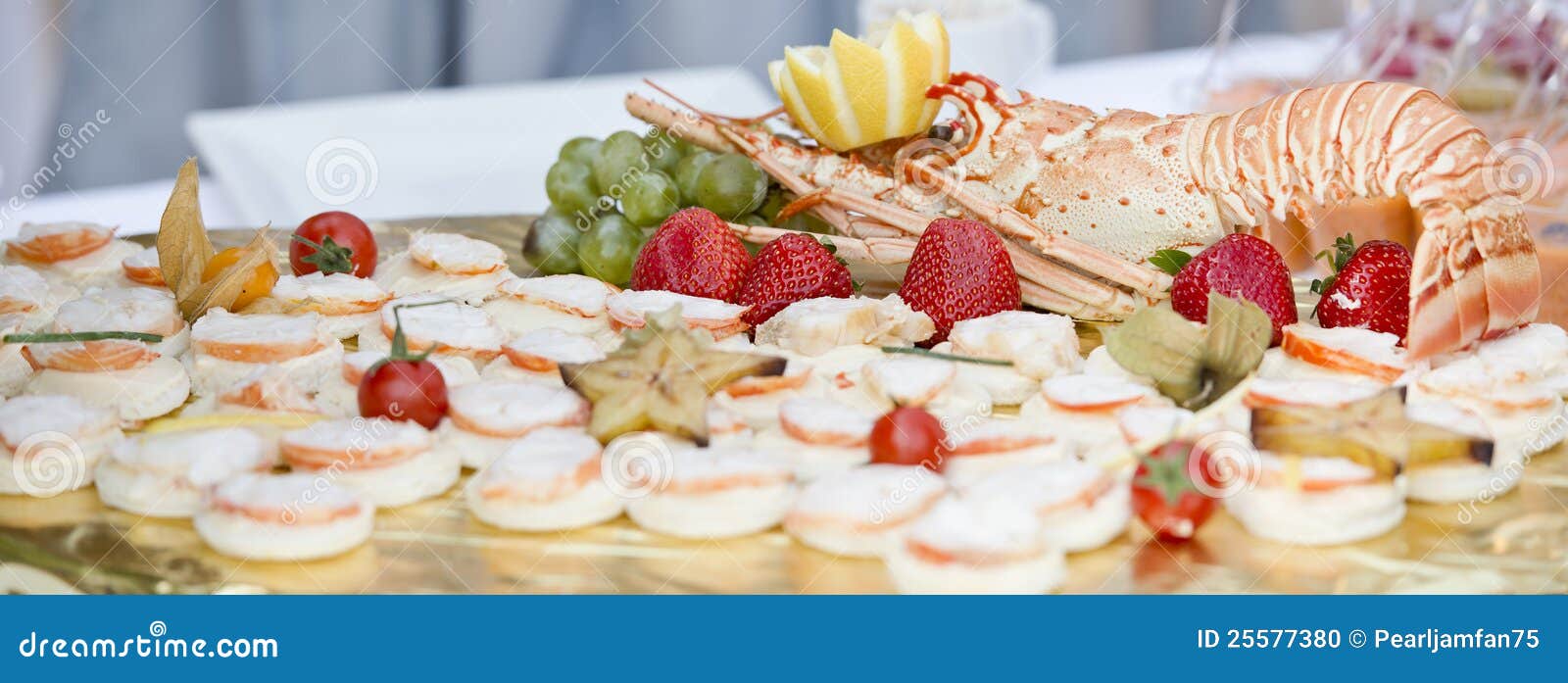 Catering Buffet Food Outdoor. Cakes Colorful Fresh Fruits Berries ...