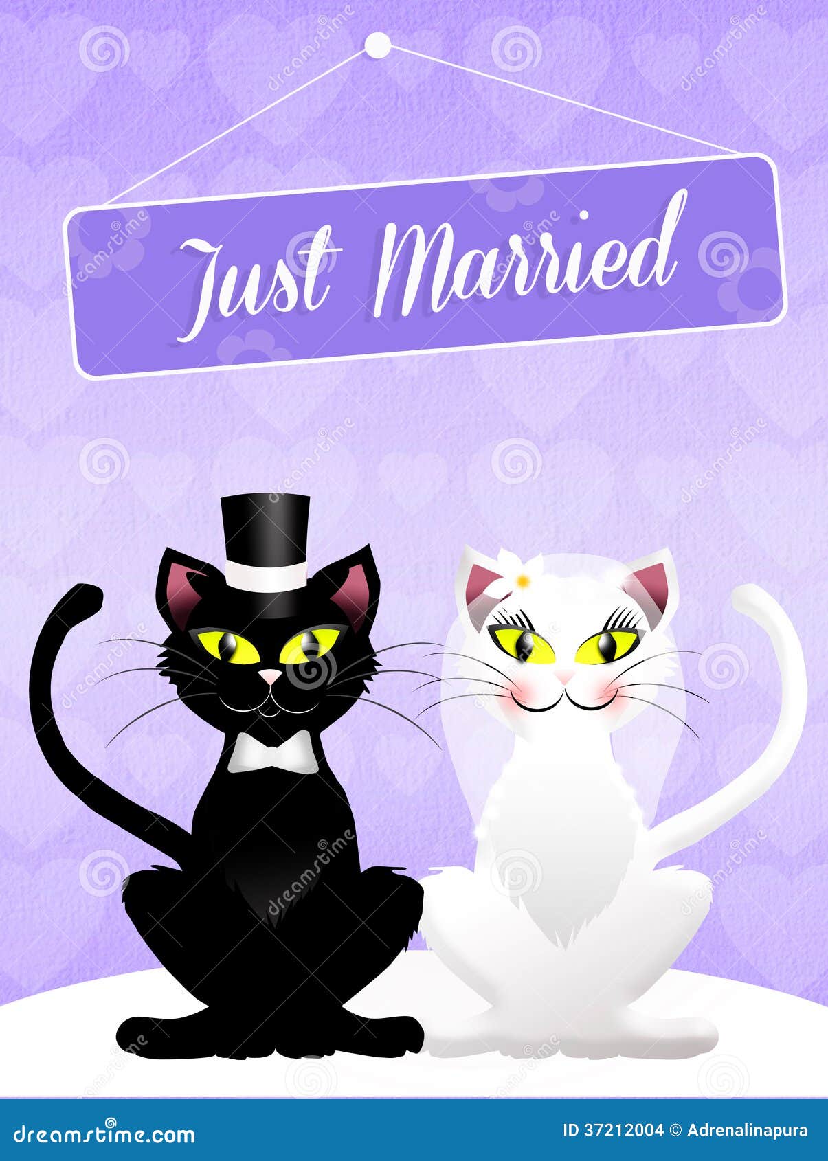 Wedding of cats stock illustration. Illustration of party - 37212004