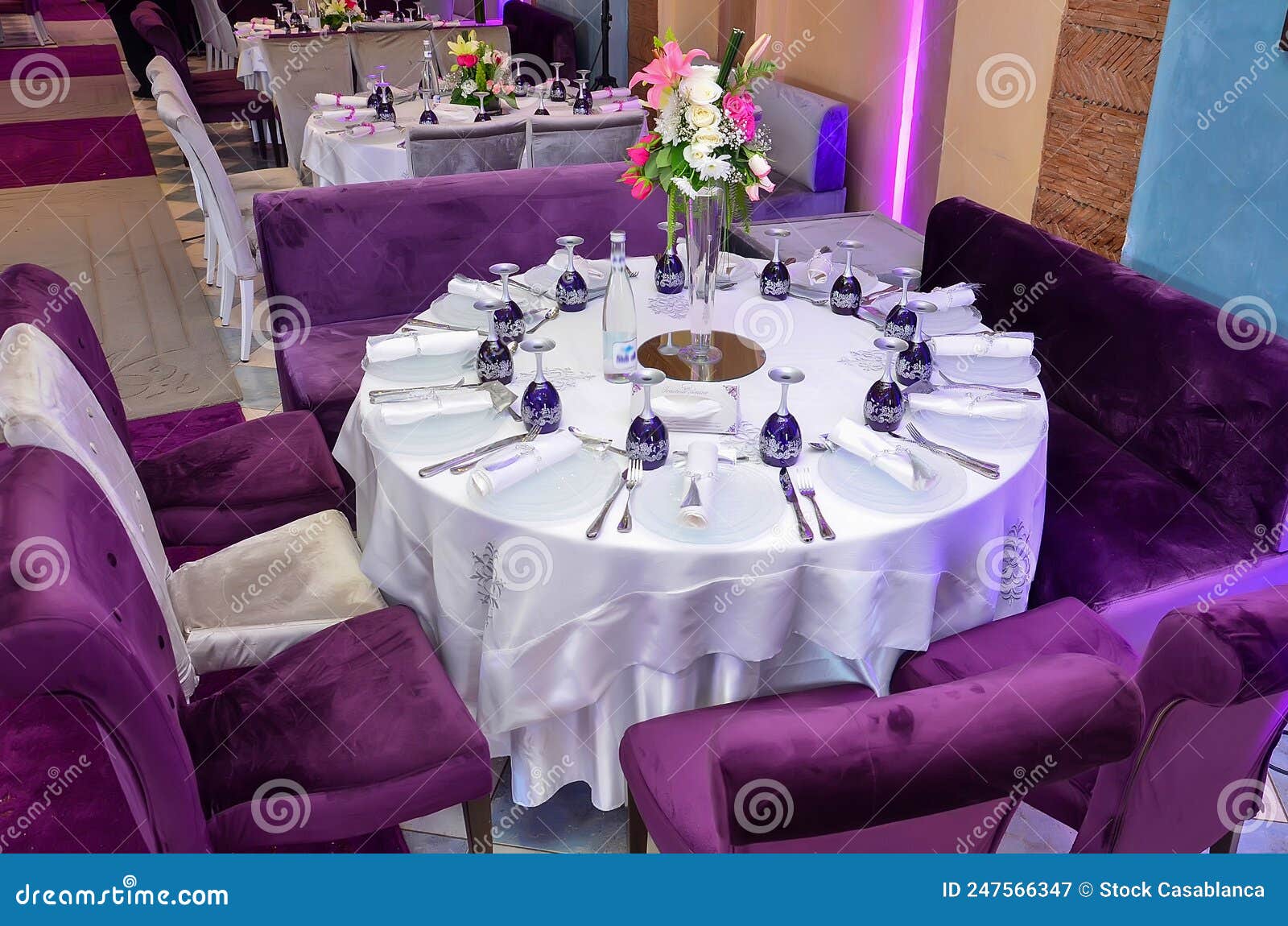 Wedding Celebration Ceremony Ballroom Decorative Tables Stock Image ...