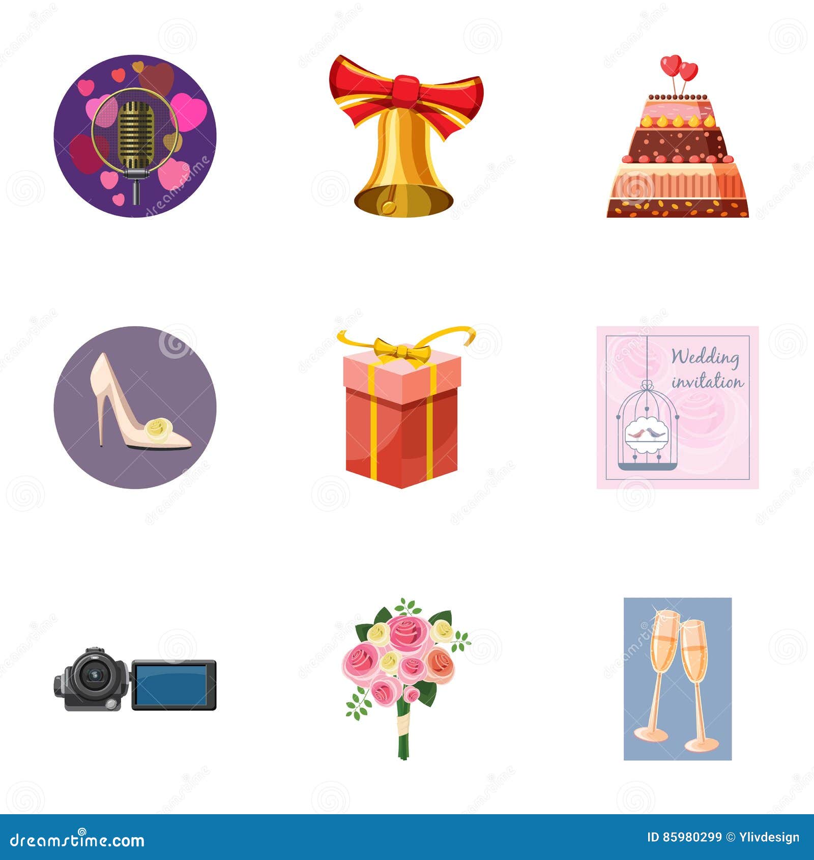 Wedding Celebration Icons Set, Cartoon Style Stock Vector ...