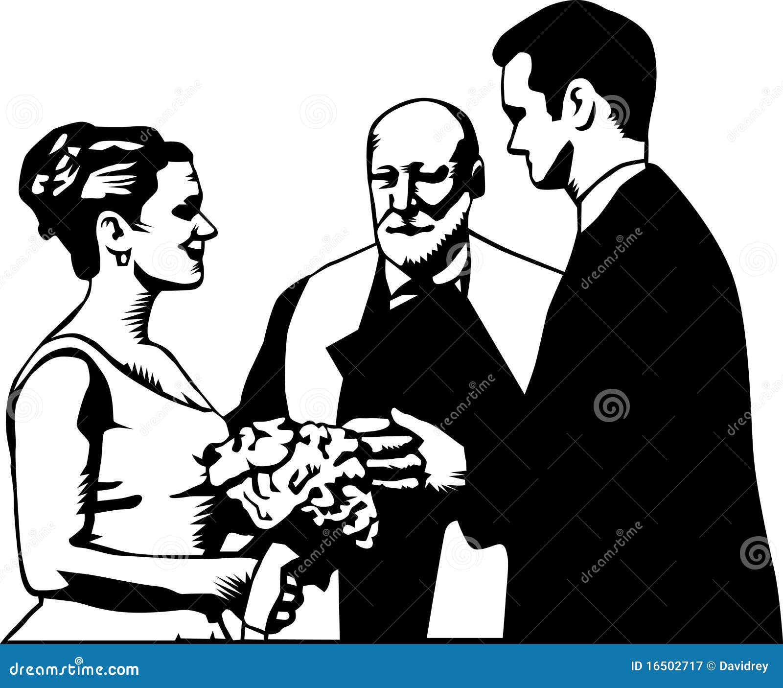 Wedding Ceremony - Bride And Groom Together Vector Illustration ...