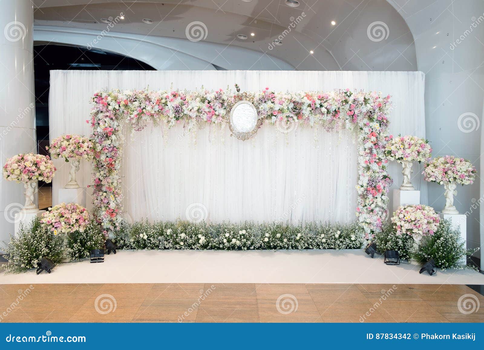 Wedding ceremony backdrop stock photo. Image of blossom - 87834342