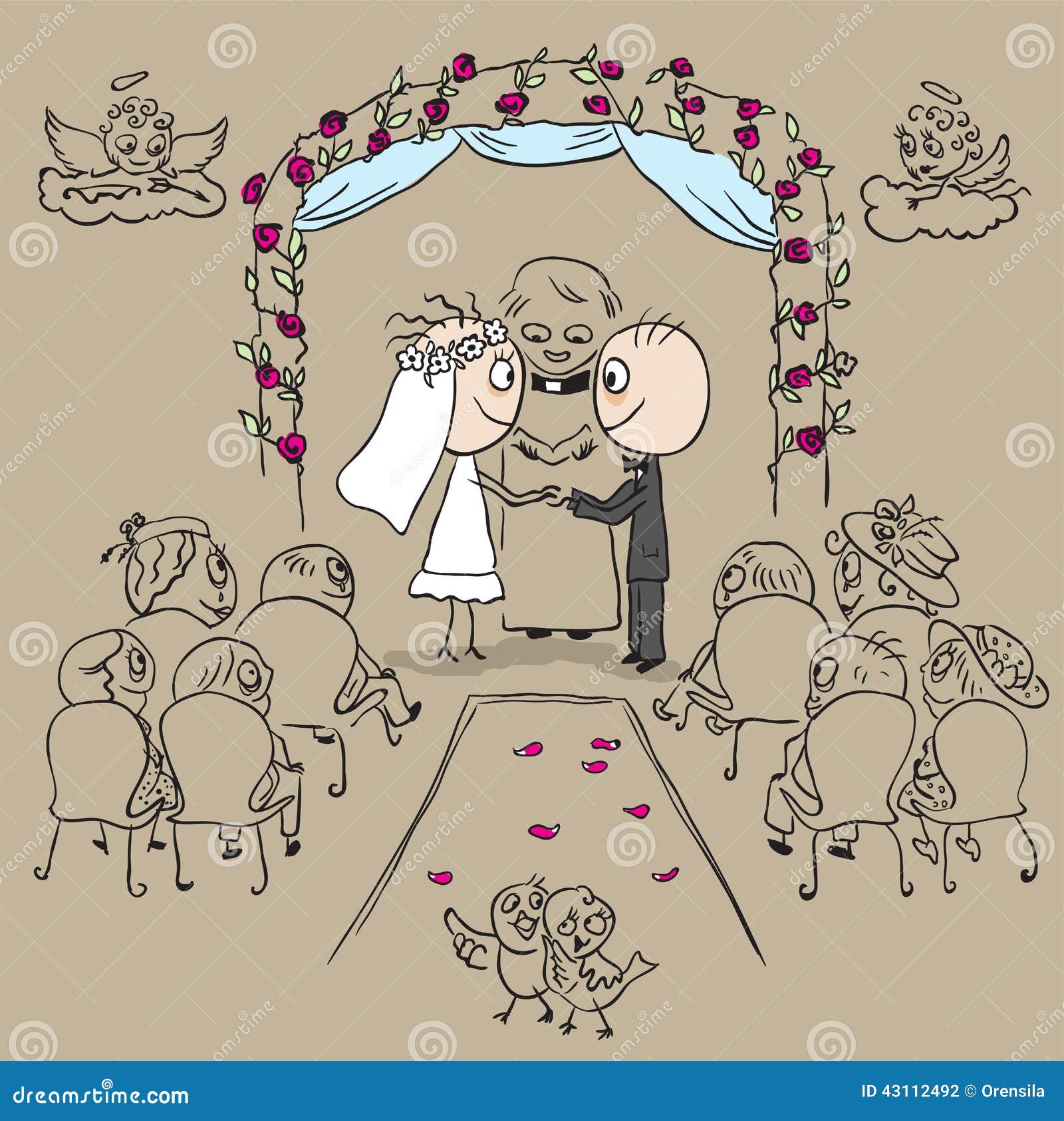 Wedding ceremony in church stock vector. Illustration of family - 43112492