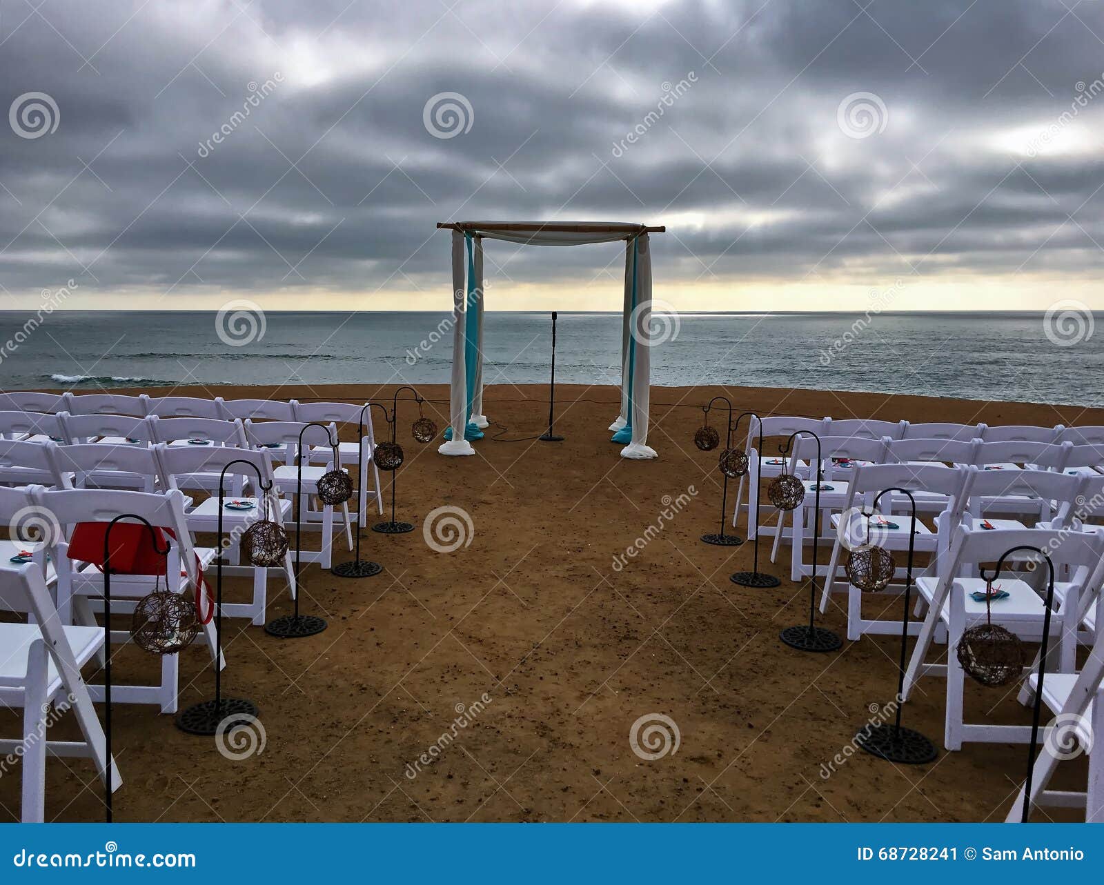 Wedding Ceremony Decoration at Seaside Cliff Setting Stock Image ...