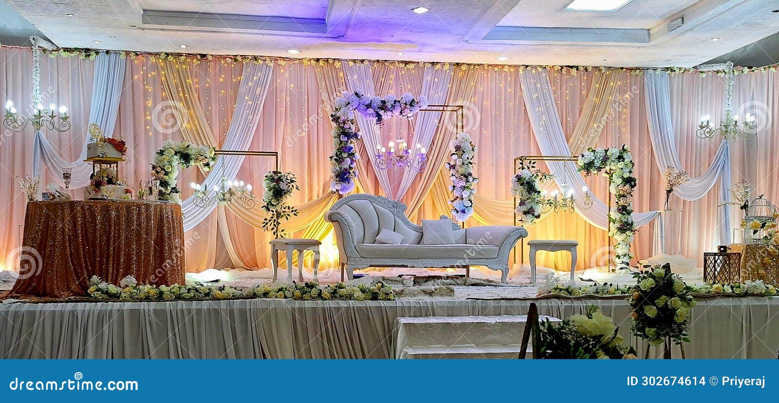 Wedding Ceremony Hall stock photo. Image of hall, floral - 302674614