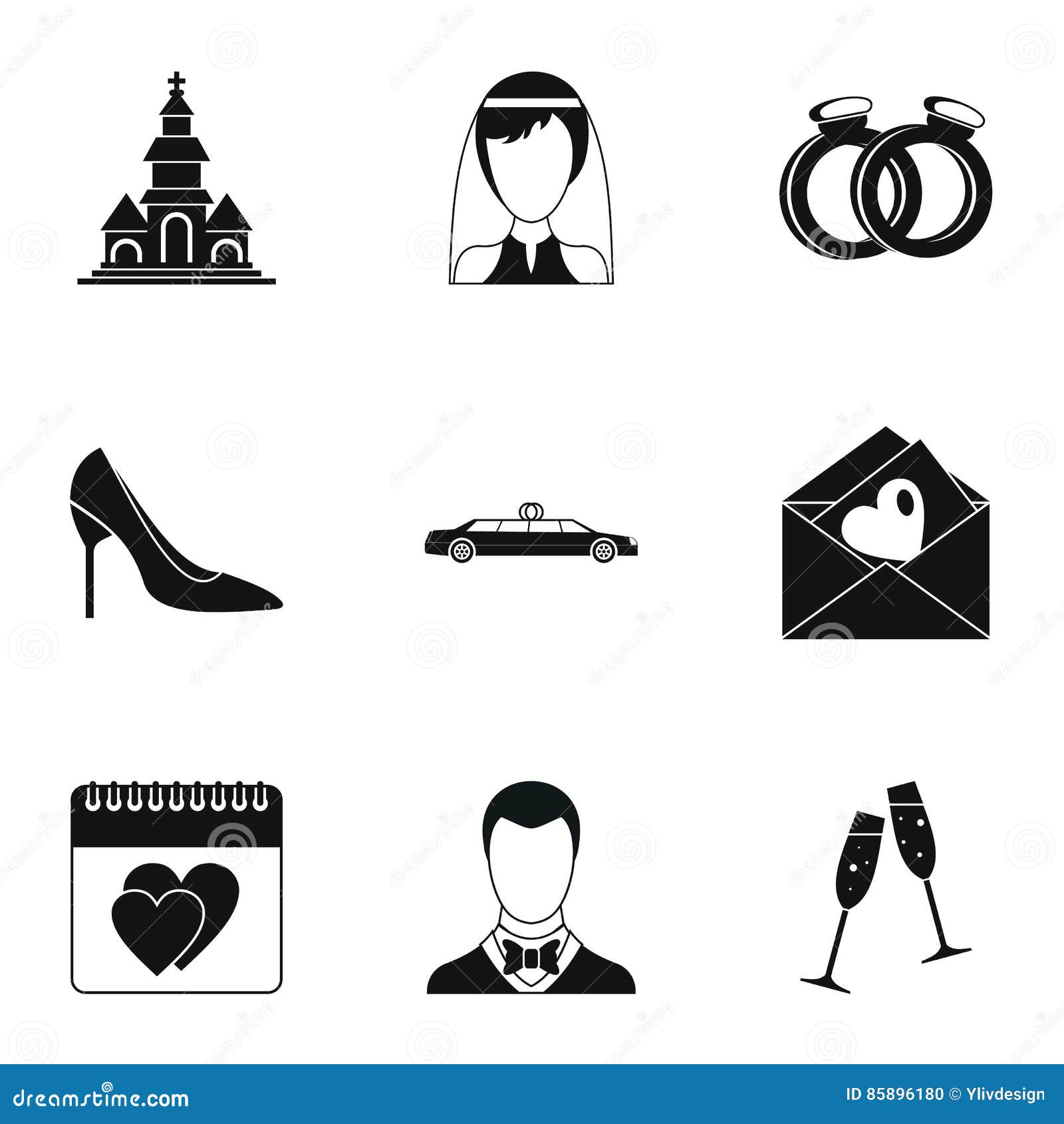 Wedding Ceremony Icons Set, Simple Style Stock Vector - Illustration of ...
