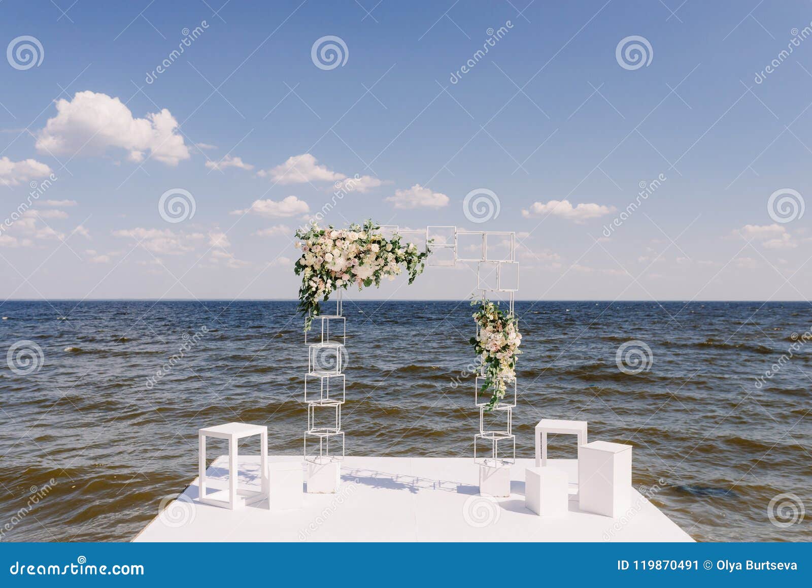 Wedding Ceremony on the Seashore. Stock Image - Image of petal ...