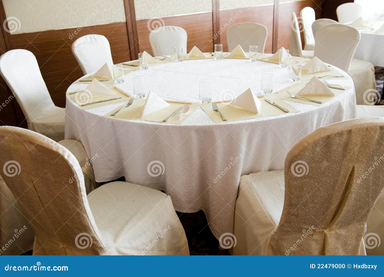 Wedding Chair and Table Setting Stock Photo - Image of celebration ...