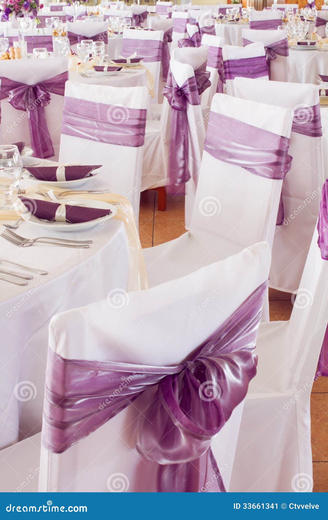 Wedding chairs with ribbon stock image. Image of celebration - 33661341
