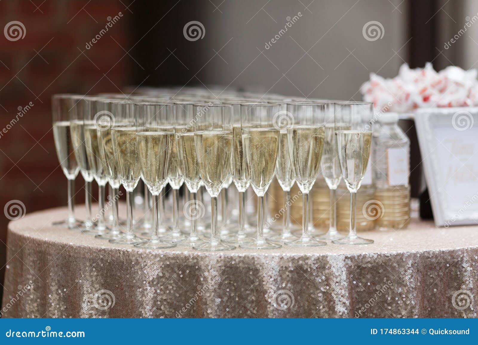 Champagne glass display stock photo. Image of venue - 174863344