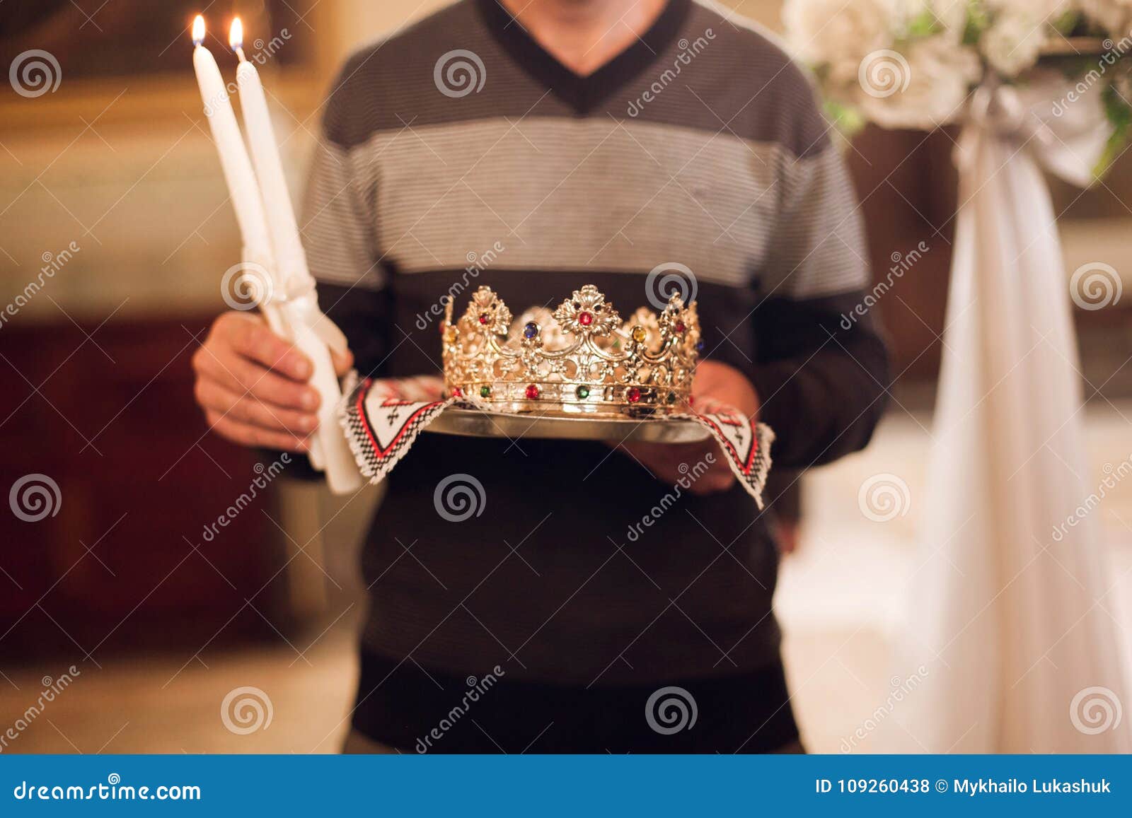 Wedding Church Crown in Hands on Wedding Ceremony Stock Photo - Image ...