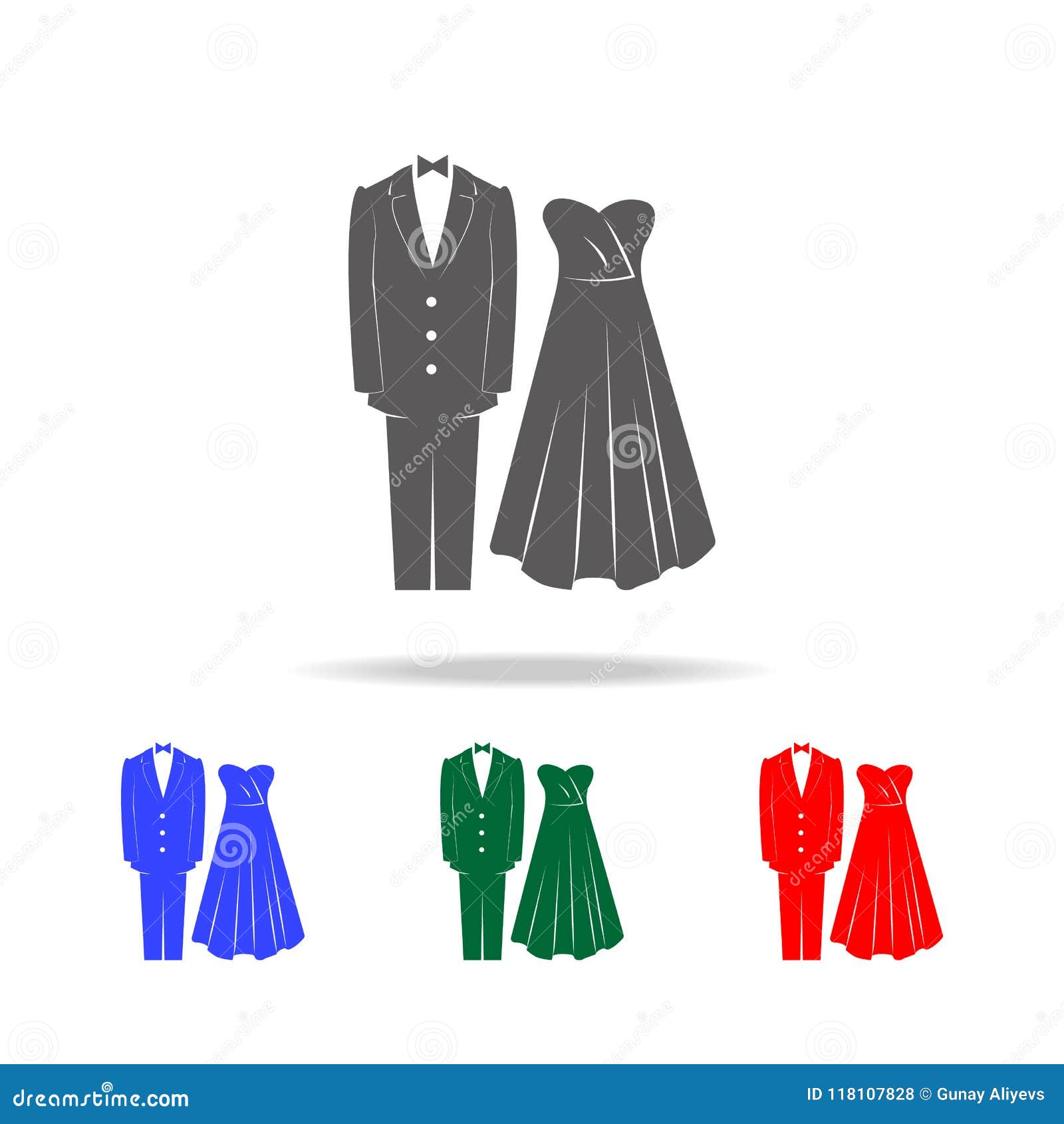 Wedding Clothes Icons. Elements of Wedding in Multi Colored Icons ...